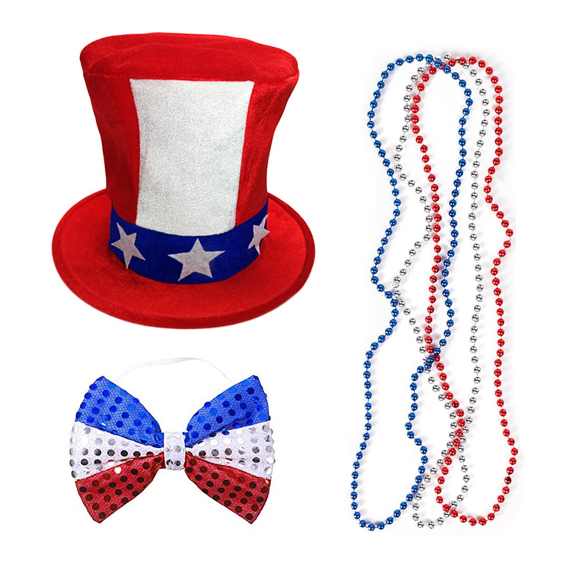 ESASSALY Sequined Uncle Sam Top Hat 4th of July Independence Day Party ...