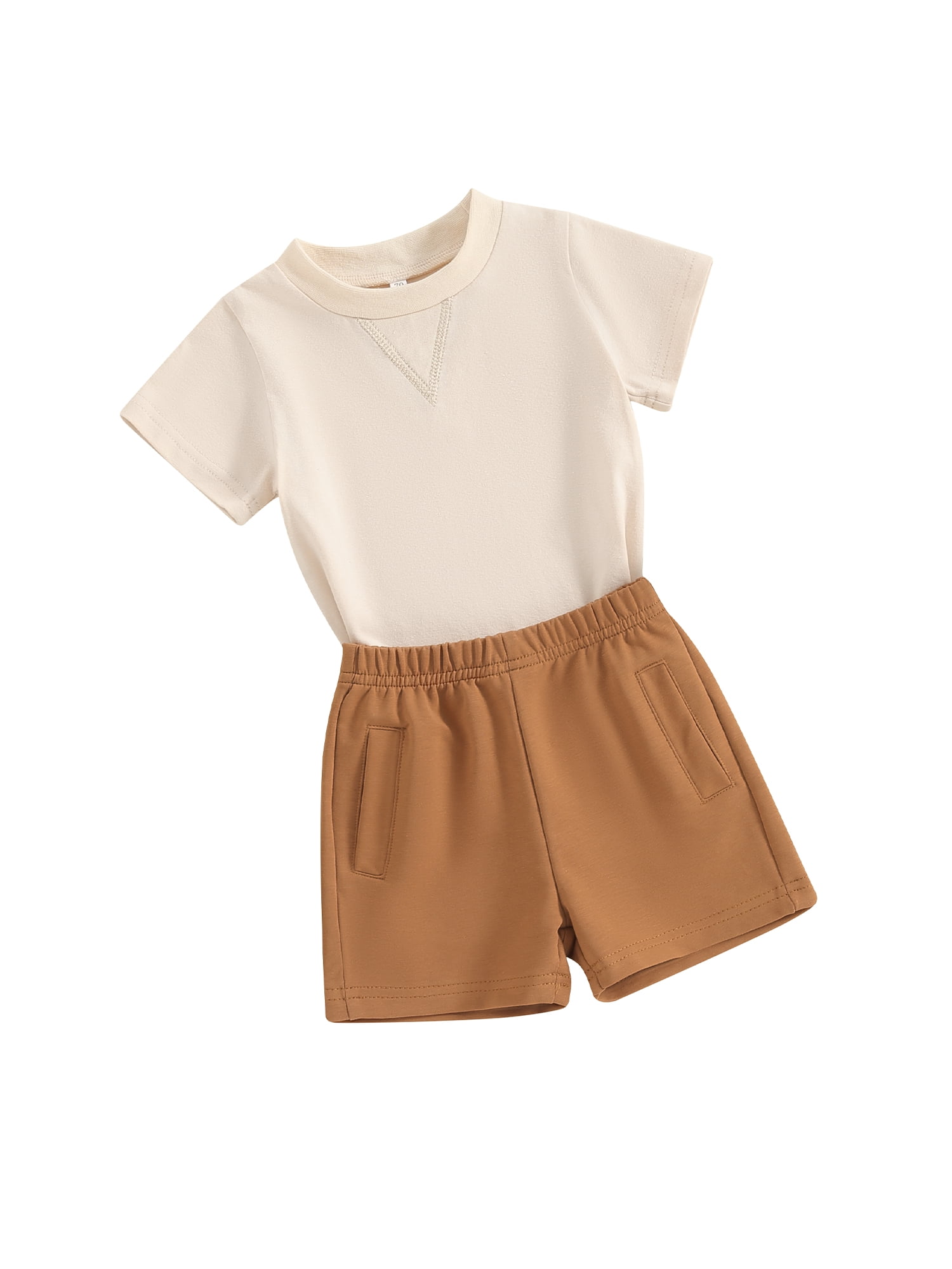 ESASSALY Toddler Boys Summer Outfits Reverse Stitch V-Shape Pattern ...