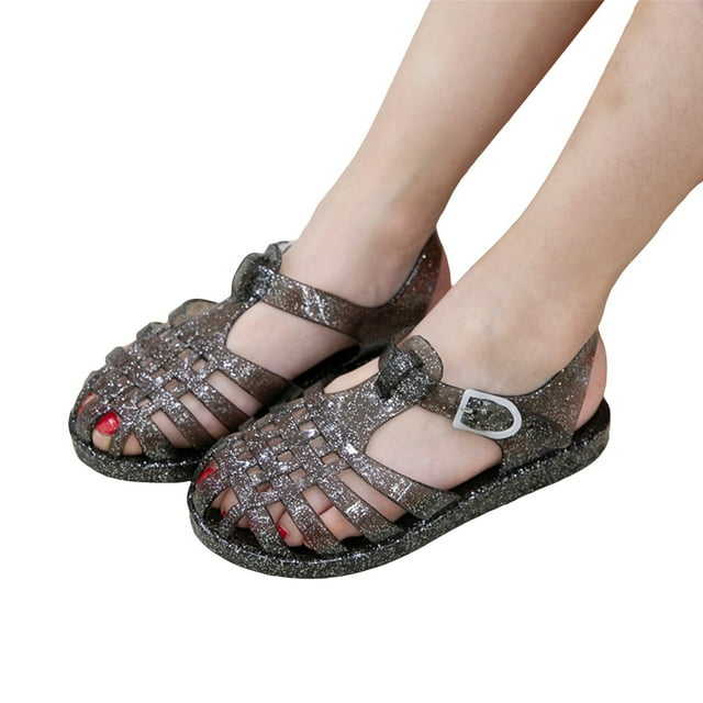 ESASSALY Toddler Girls Jelly Sandals Soft Rubber Sole Closed Toe Beach ...