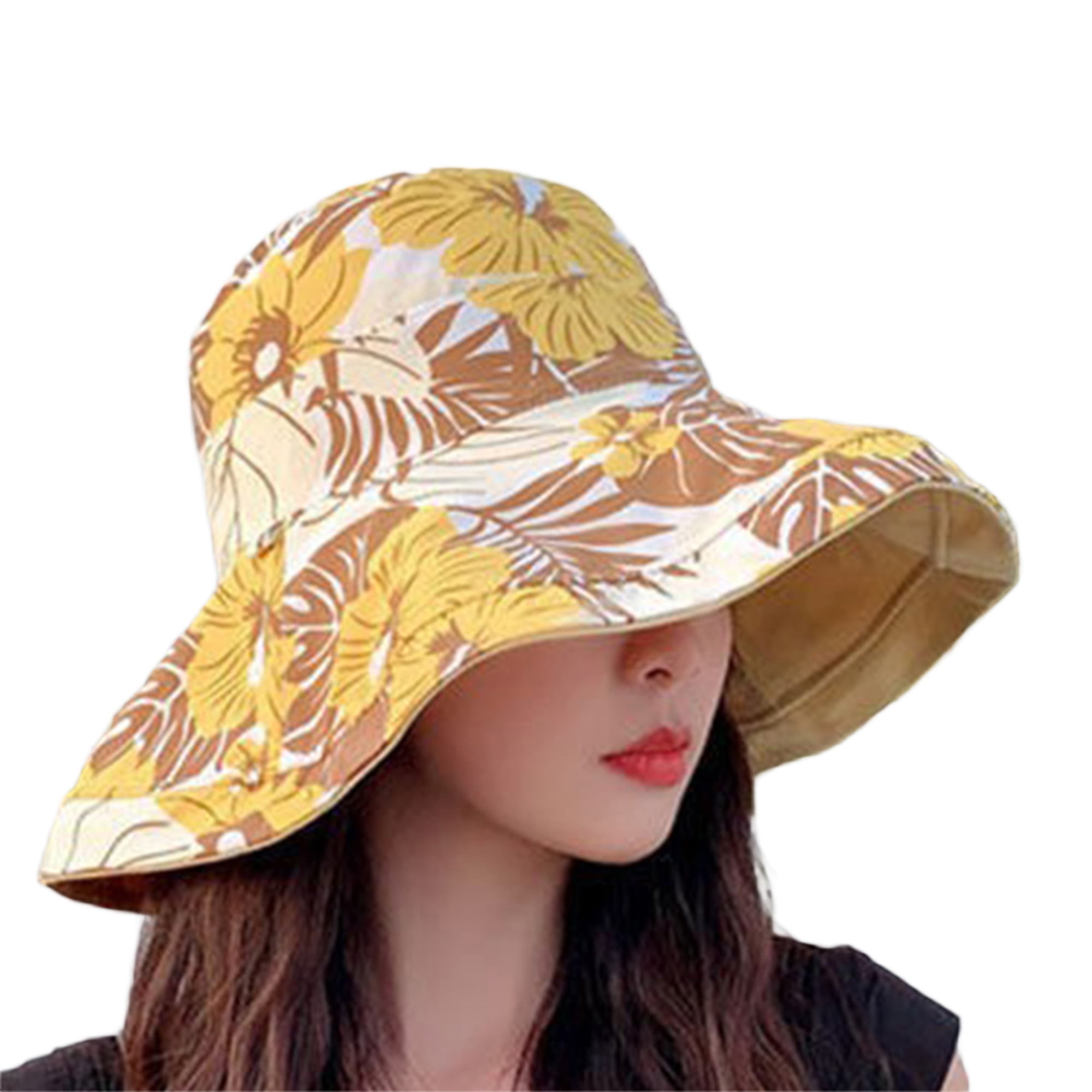 ESASSALY Unisex Bucket Hat Fisherman Hat Floral Travel Beach Sun Wide ...