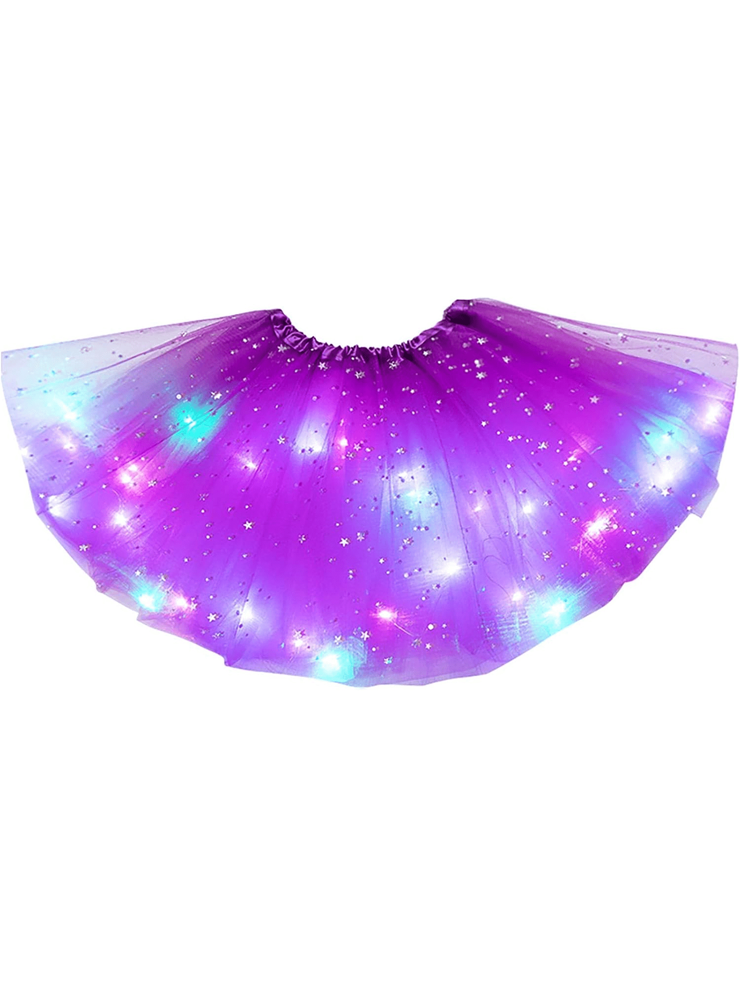 ESASSALY Women LED Tutu Skirt Elastic Waist Layered Tulle Skirt Light ...