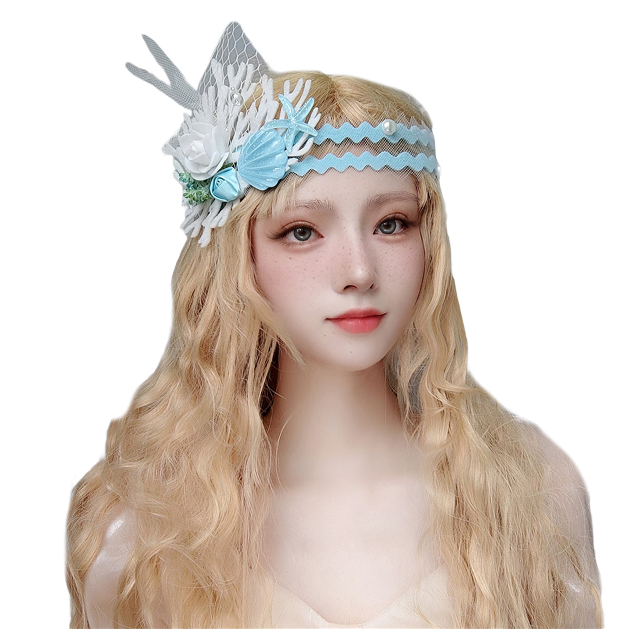 ESASSALY Women Mermaid Headband Elegant Flower Headpiece Crown Hair ...