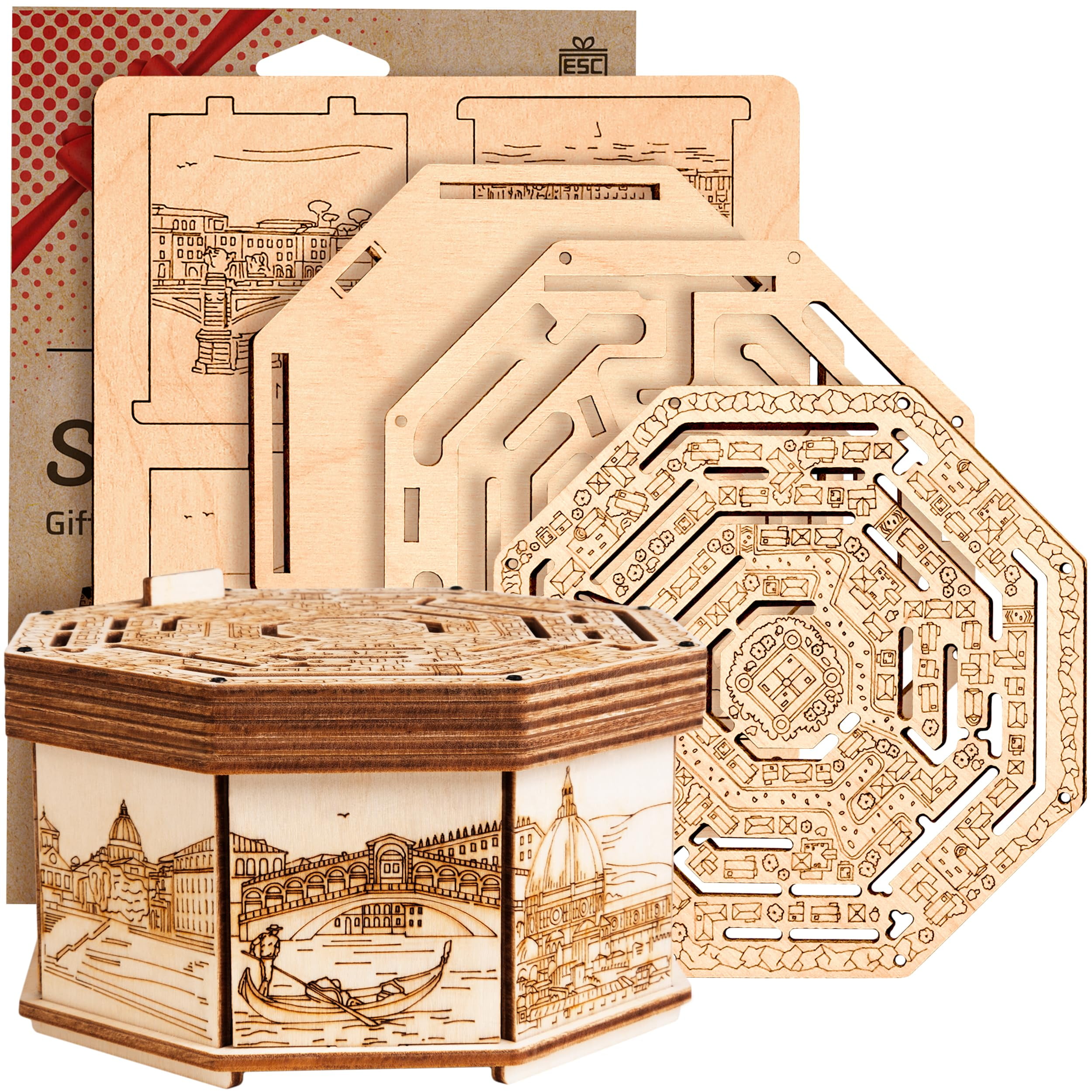 ESC WELT Wooden Secret STF9 Maze Box 3D Puzzle Creative Gift Box for ...