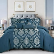 Blooming Treillage Jacquard Woven Floral Oversized Periwinkle Comforter ...