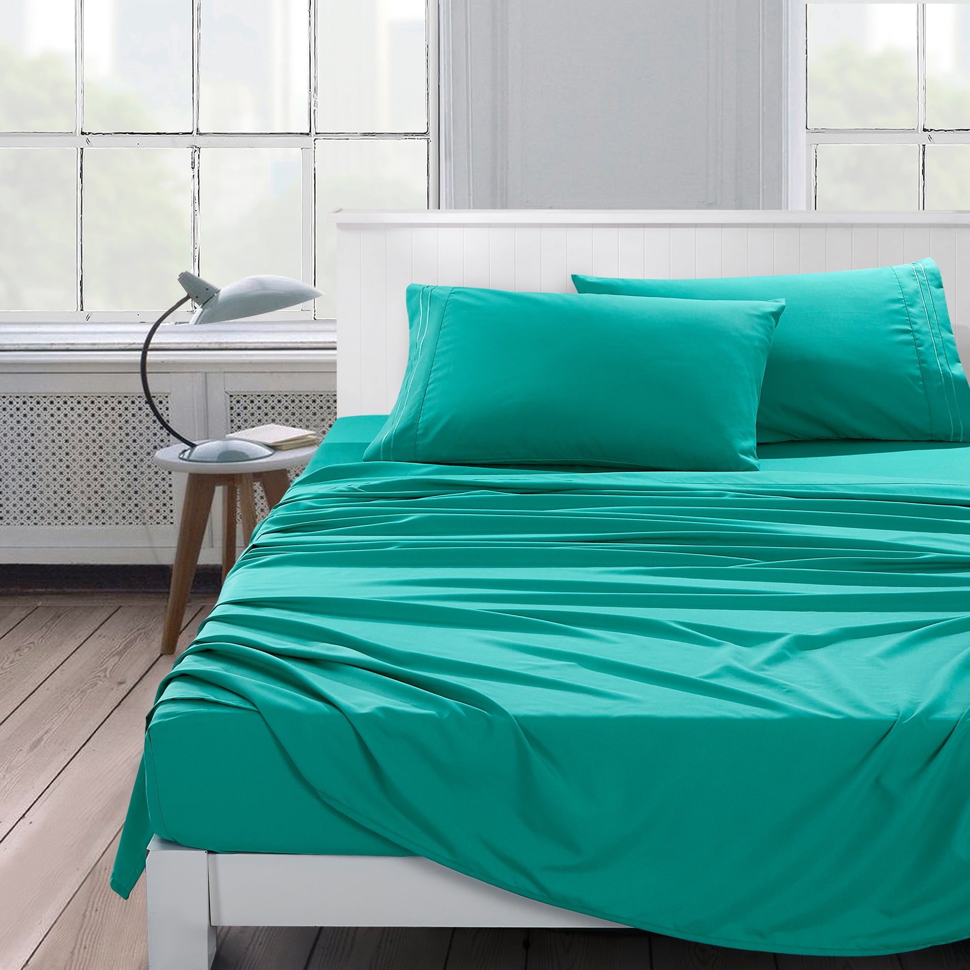 ESCA Aqua Bed Sheets Set - OEKO-TEX Certified, 4-Piece Set (Flat Sheet, Fitted Sheet ...