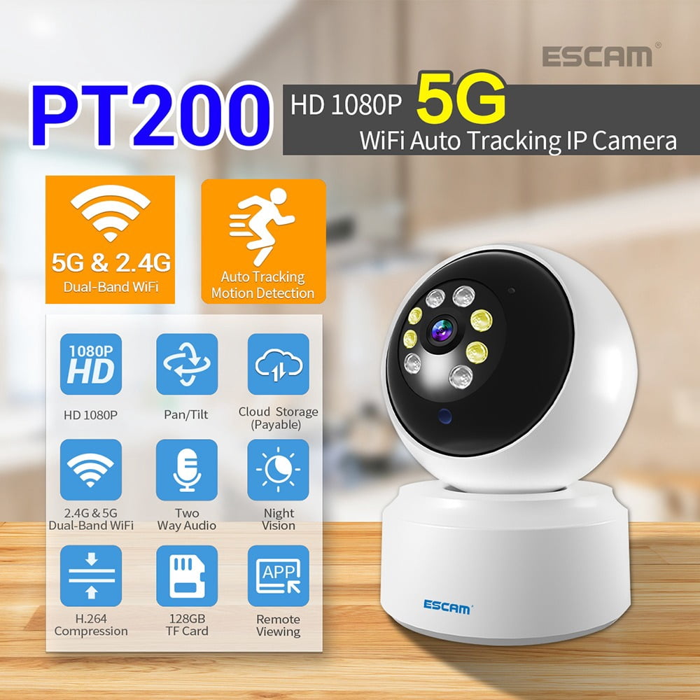 ESCAM PT200 1080P mobile tracking 5GWIFI cloud storage two-way voice ...
