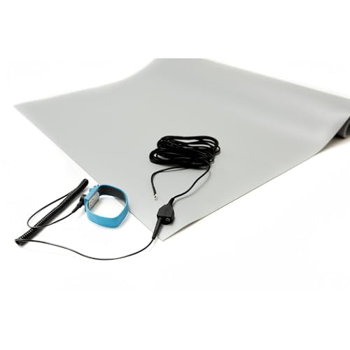 ESD Anti-Static Table Mat Kit, 3 Ft x 4 Ft, Gray, Includes Wrist Strap ...