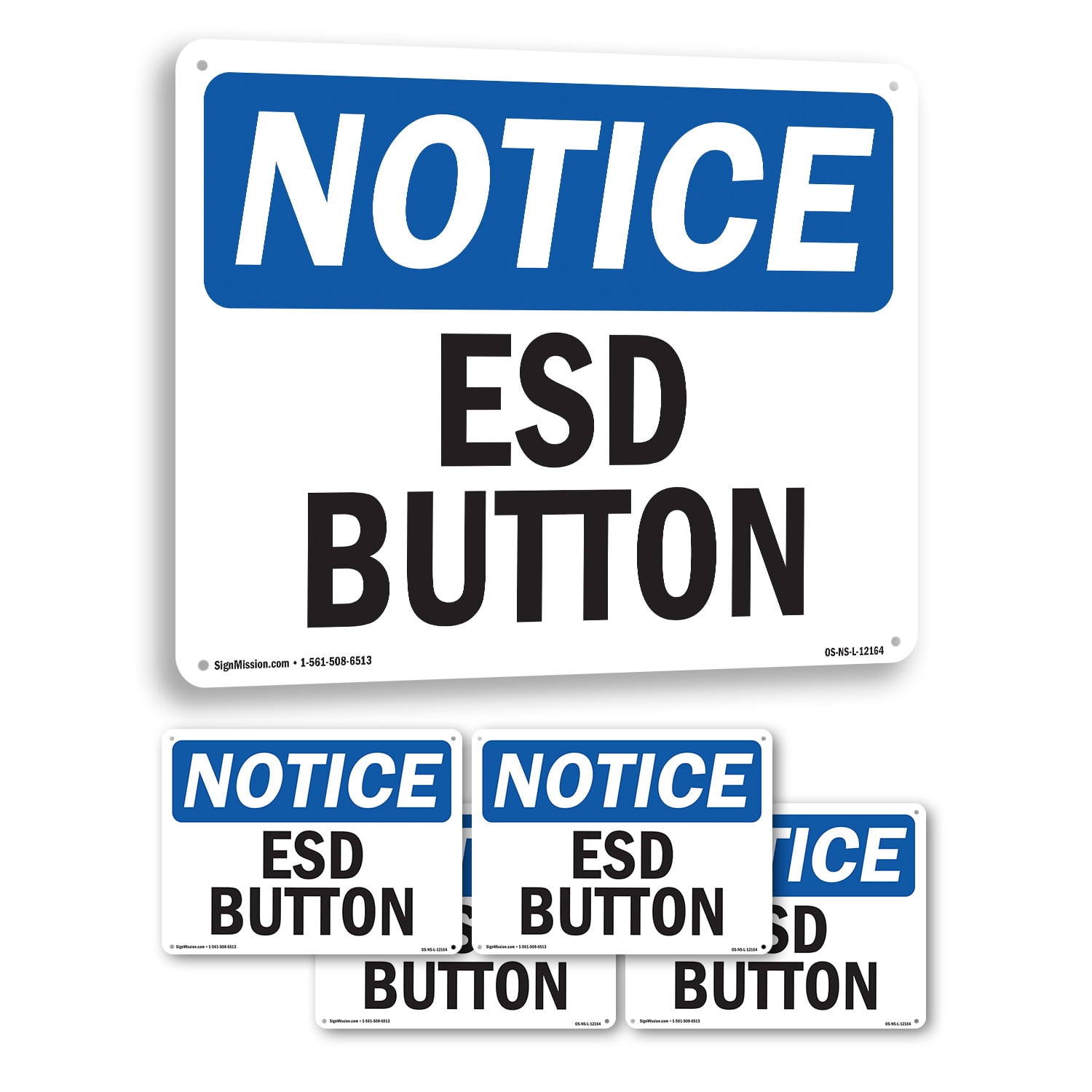 ESD Button OSHA Notice Rigid Plastic Sign 10 Inch x 7 Inch - 5 Pack ...
