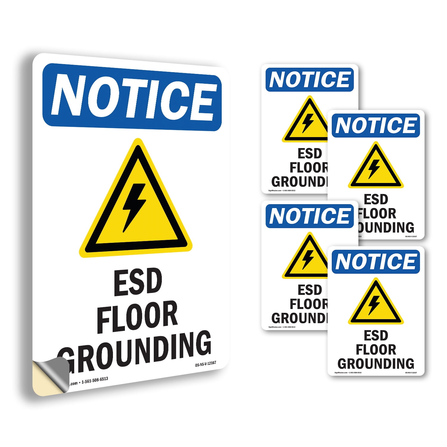 ESD Floor Grounding With Symbol OSHA Notice Vinyl Decal Label 24 Inch x ...