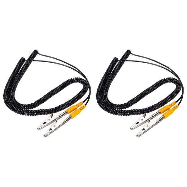ESD Grounding Cable Cord with Alligator Clip, 5m/197" Yellow AntiStatic ...