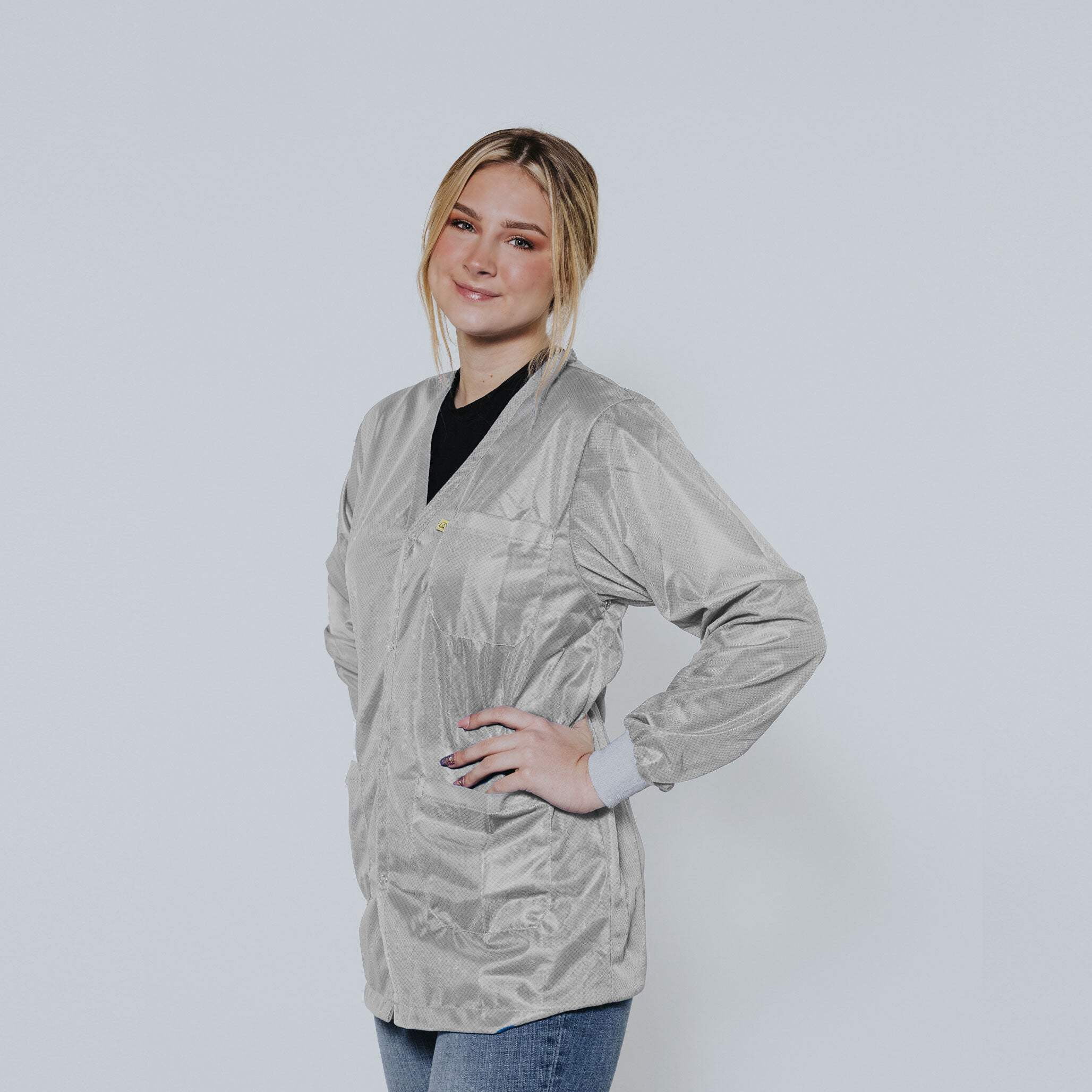 ESD Jacket - Anti-Static Fabric, Medium Weight V-Neck Collar, ESD Knit Cuff - Walmart.com