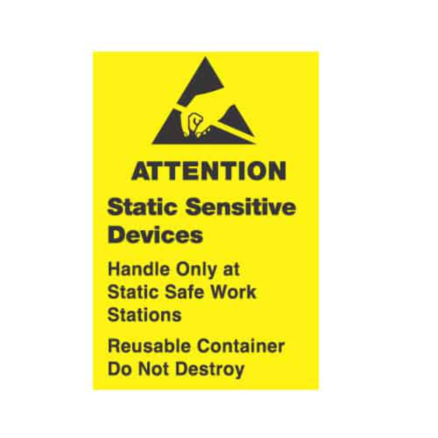 ESD Label - “Attention: Static Sensitive Devices. Handle Only at Static ...