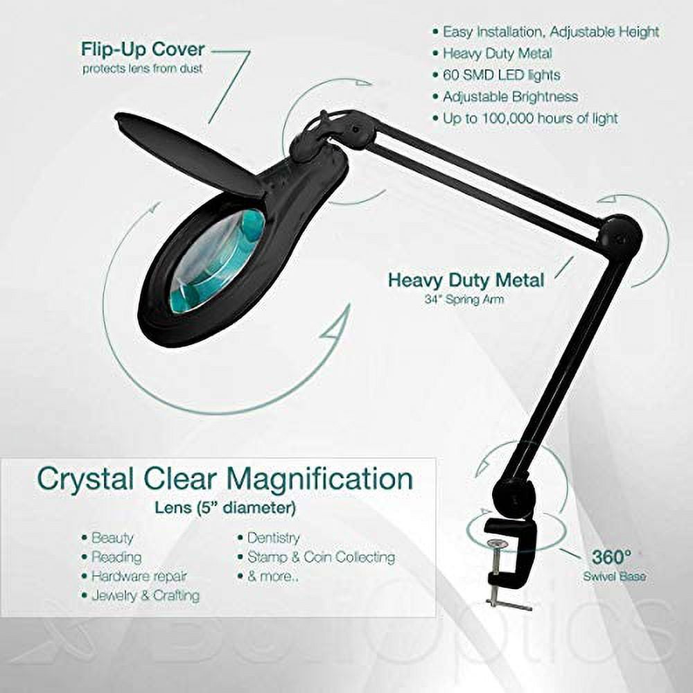 ESD Safe (Glass Lens) Professional LED Magnifying Lamp with Clamp (3 ...