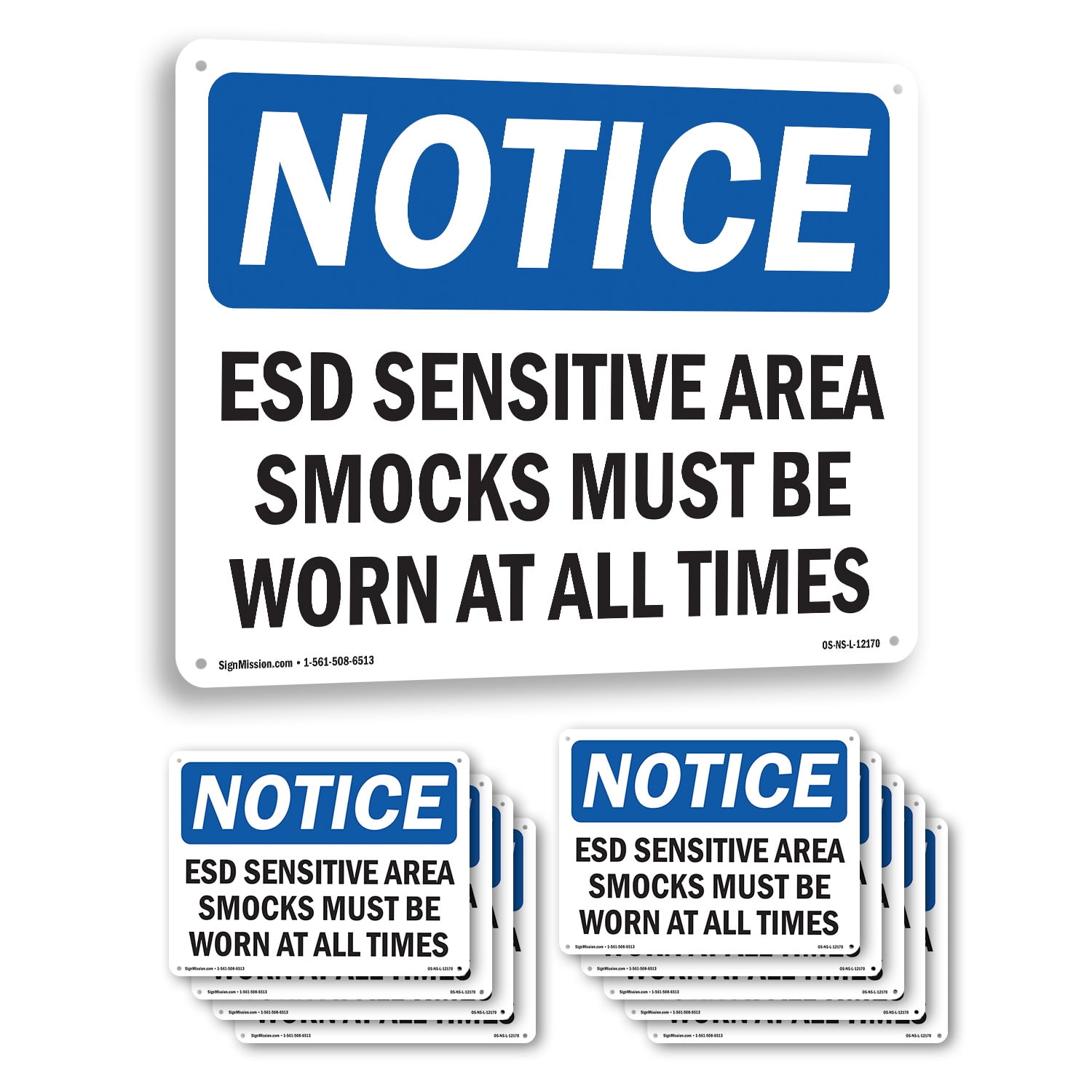 ESD Sensitive Area Smocks Must Be Worn At OSHA Notice Aluminum Sign 24 ...