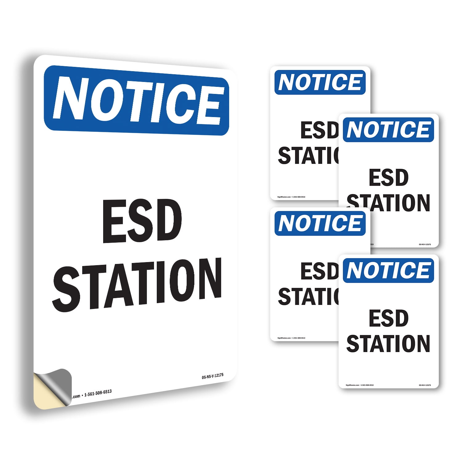 ESD Station OSHA Notice Vinyl Decal Label 10 Inch x 7 Inch - 5 Pack ...