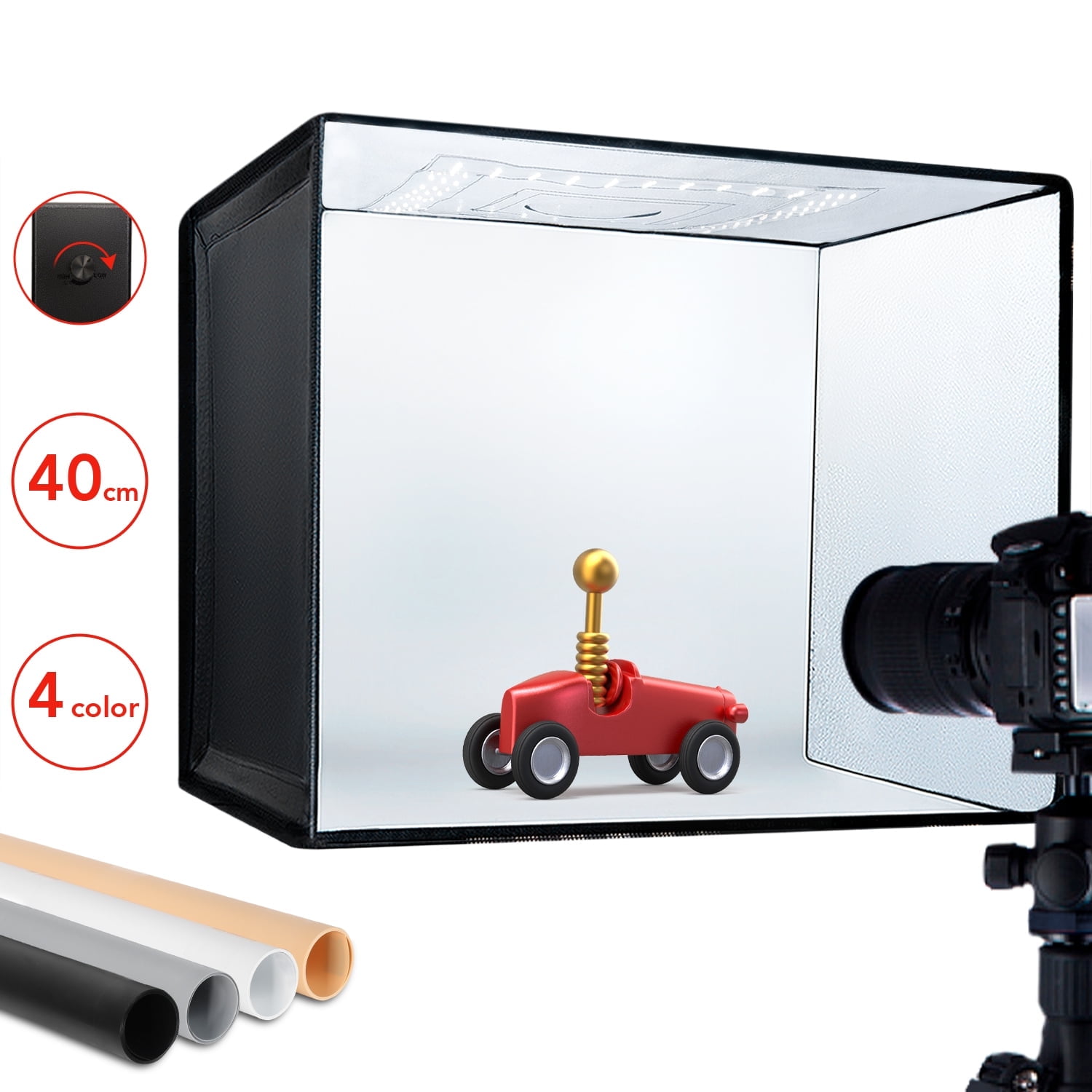 ESDDI Photo Studio Light Box 16"x16"/40x40cm Adjustable Brightness ...