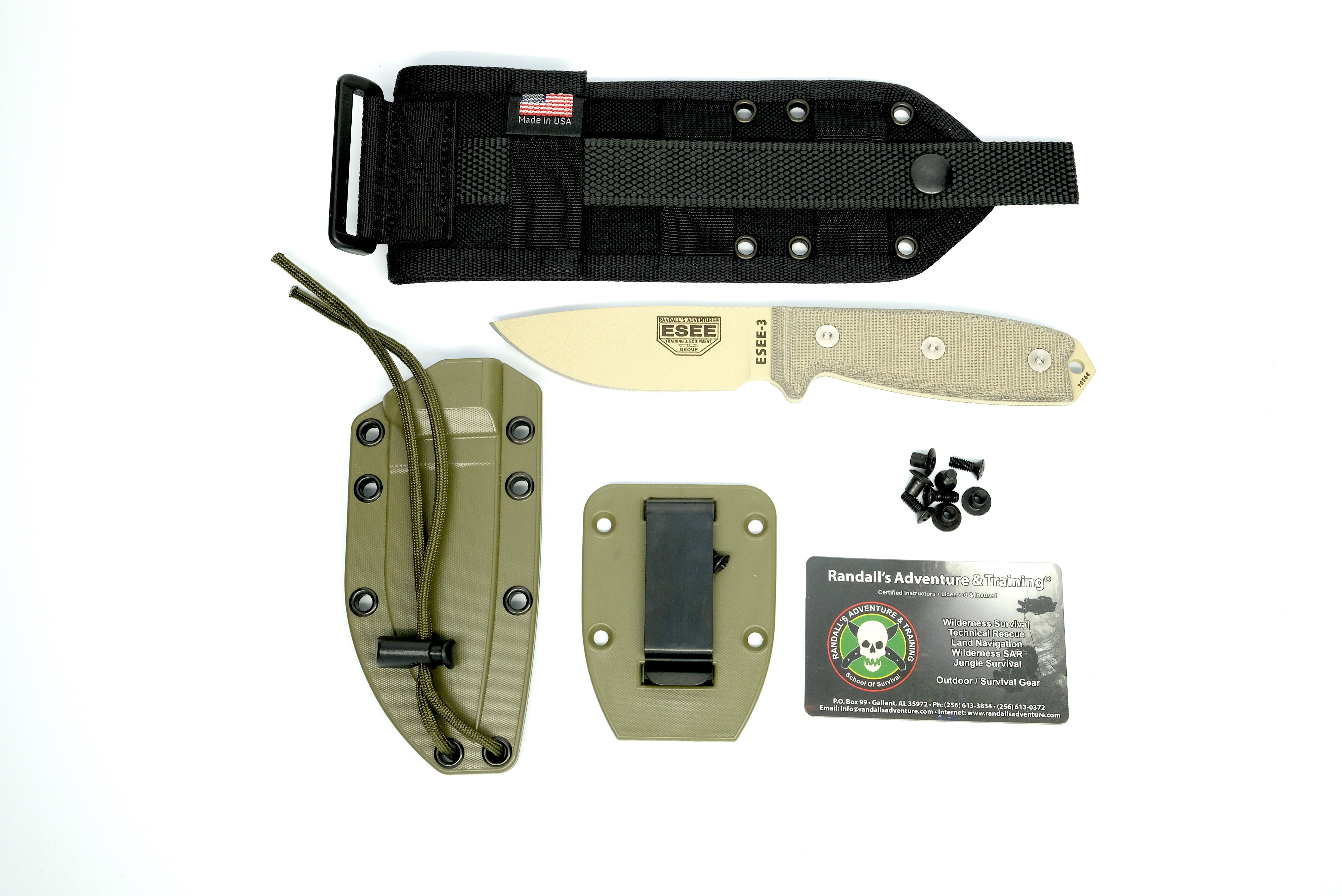 ESEE Knives ESEE 3P MB Fixed Blade Knife 3.88in Plain Edge Tan Micarta ...