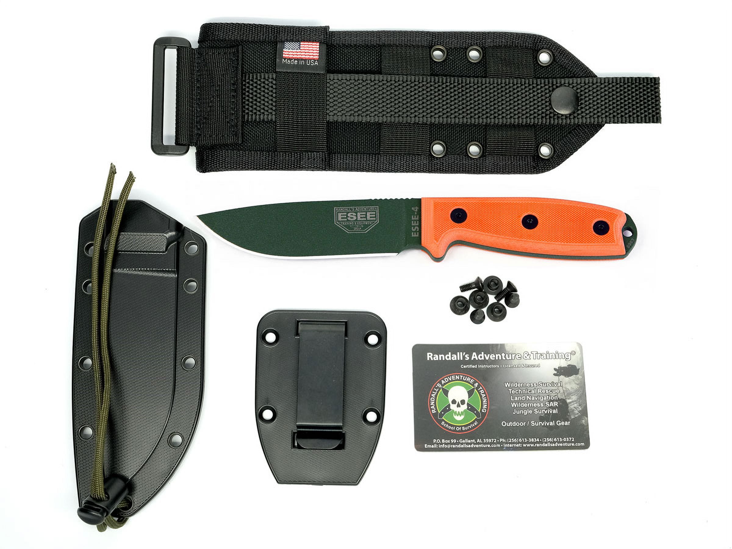 ESEE 4P-MB-OD Green Full-Tang Fixed Blade Knife Orange G10 w/ Black ...