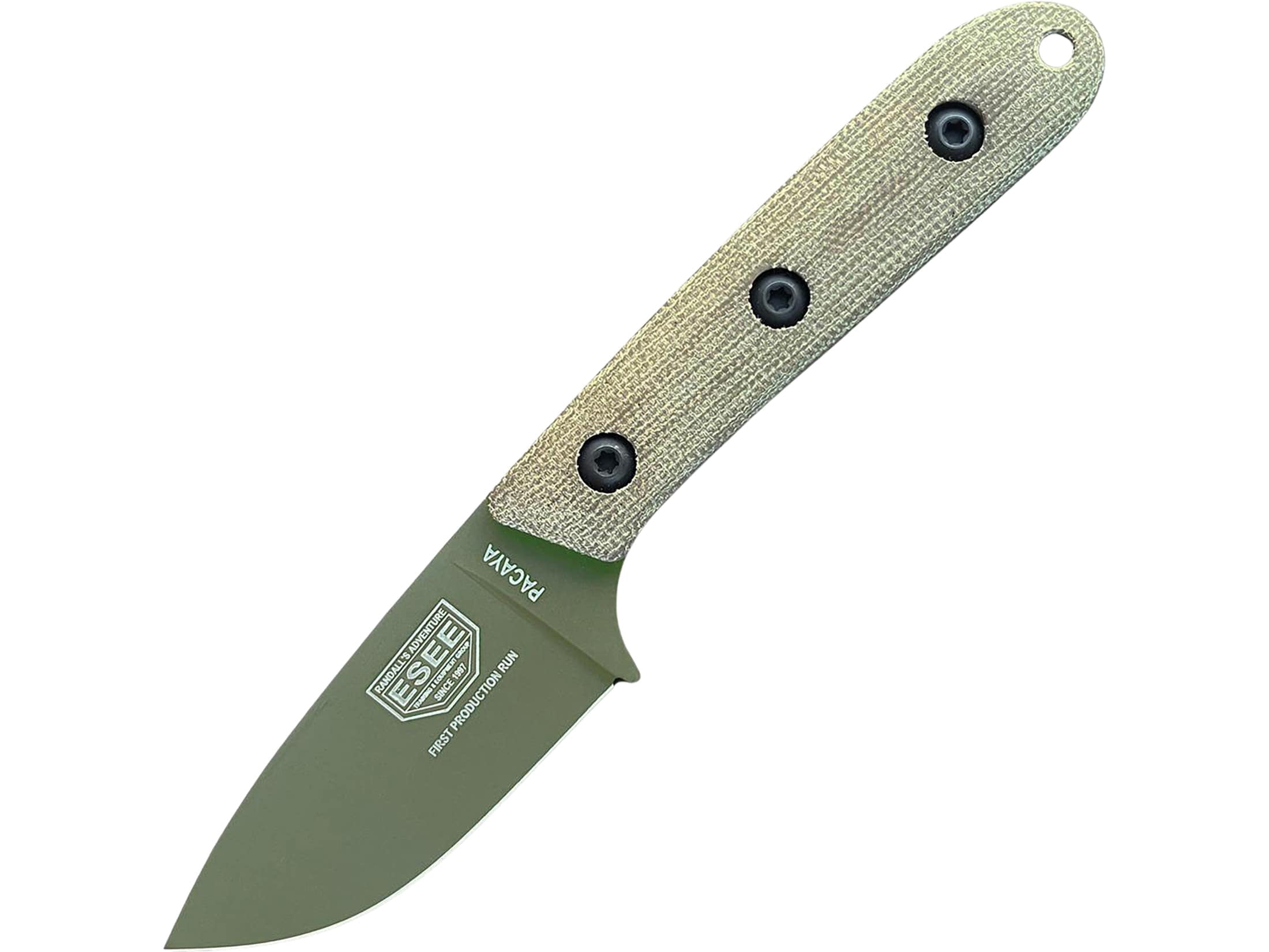 ESEE Knives Pacaya Fixed Blade Knife 3" Drop Point CPM-3V Olive Drab ...