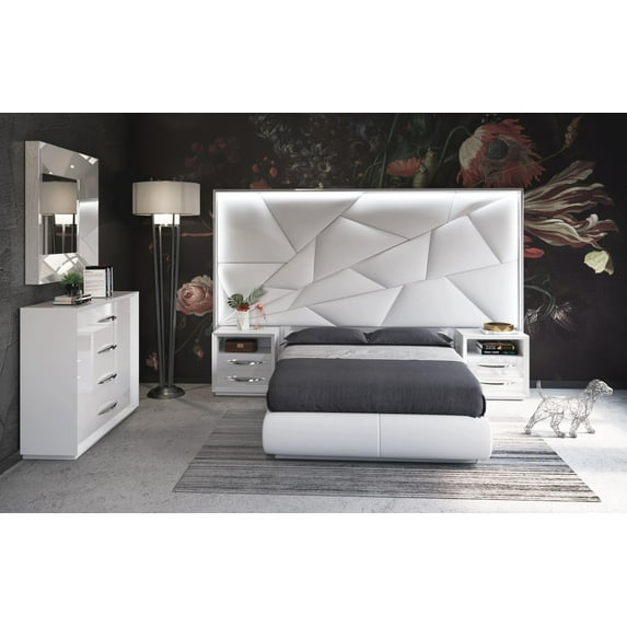 ESF 5-Piece Contemporary Glossy Wood King White - Walmart.com