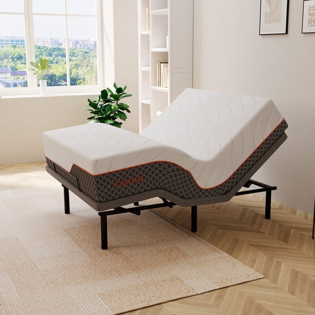 "ESHINE Queen 14"" Hybrid Mattress and Adjustable Bed Frame Set ...