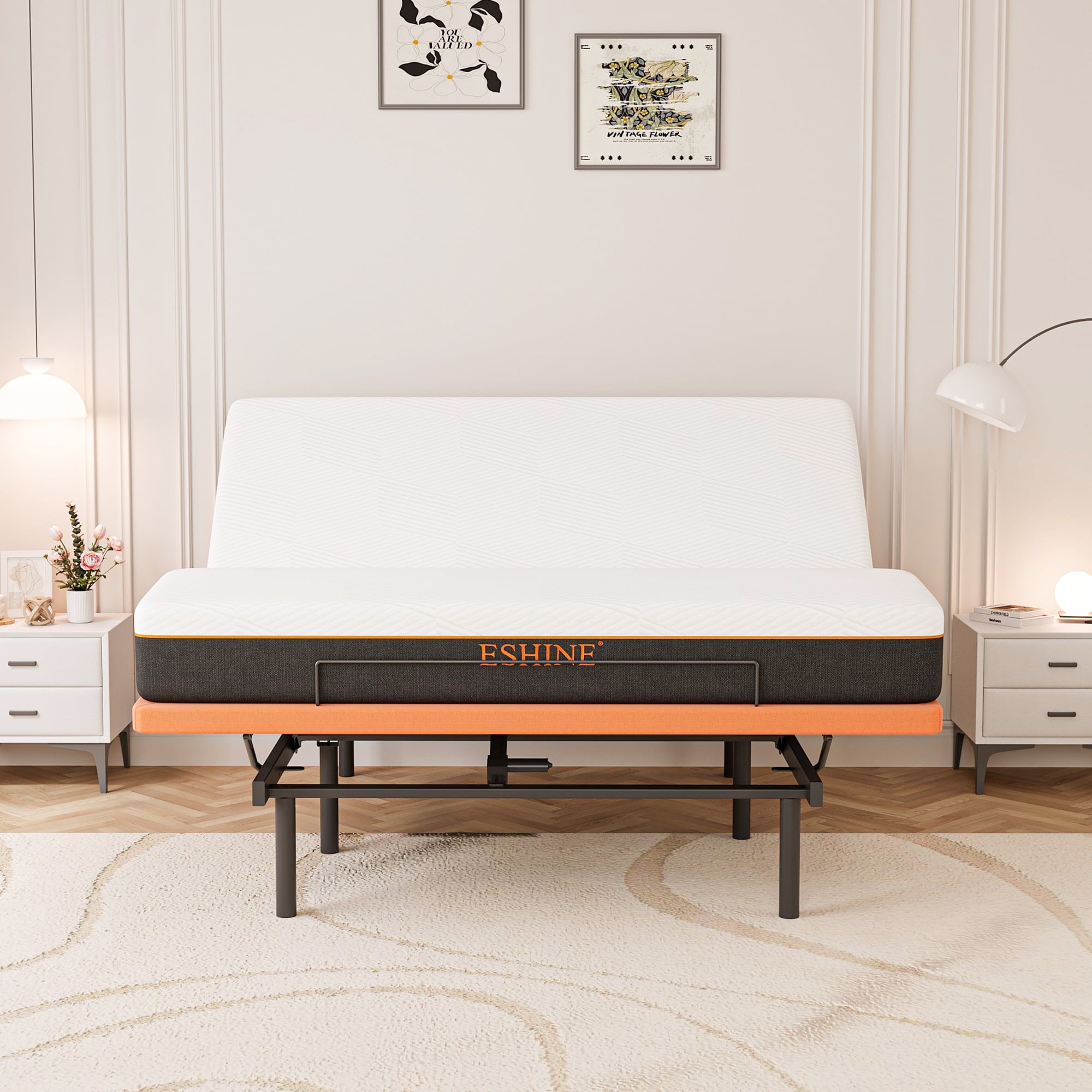 ESHINE Adjustable Bed Frame + 10 Inch Gel Memory Foam Mattress ...