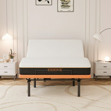 "Queen Smart Adjustable Bed Frame with 12"" Gel Memory Foam Mattress ...