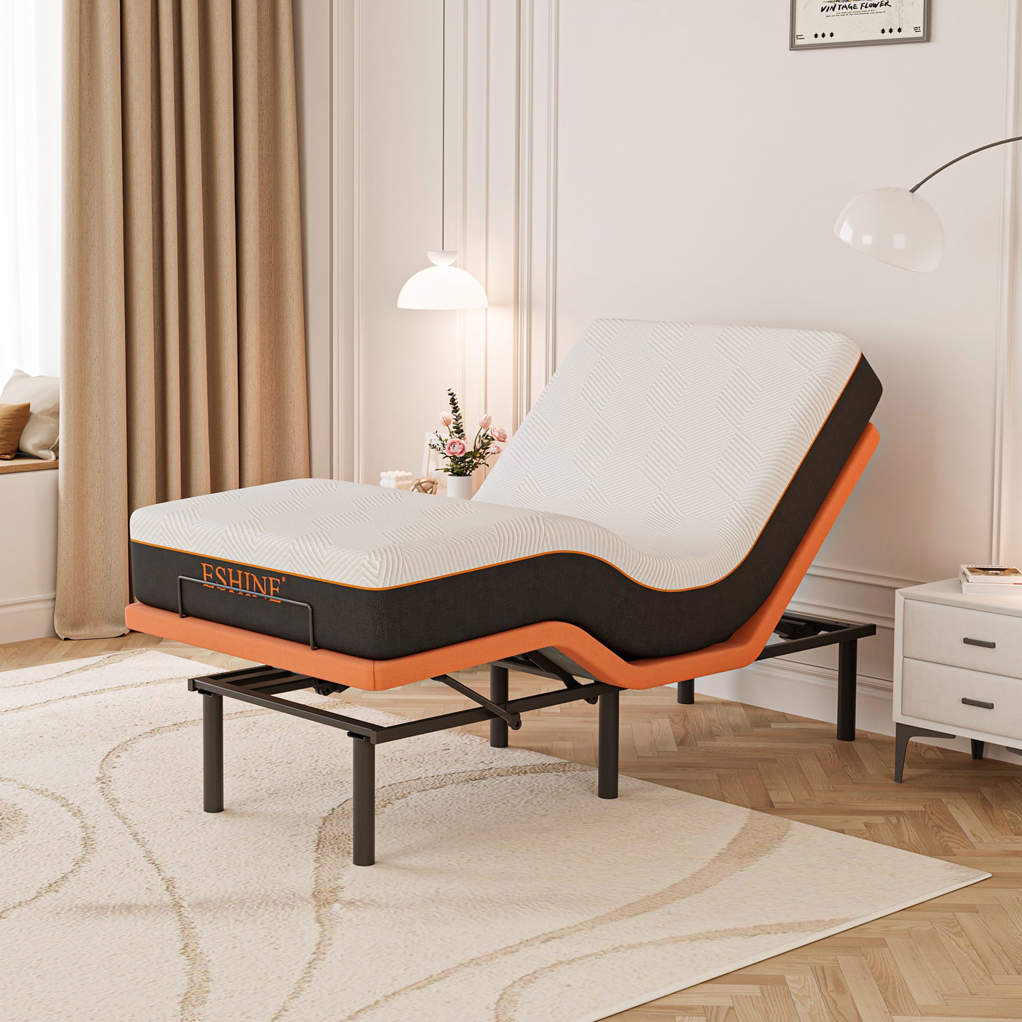 ESHINE Adjustable Bed Frame + 10 Inch Gel Memory Foam Mattress ...