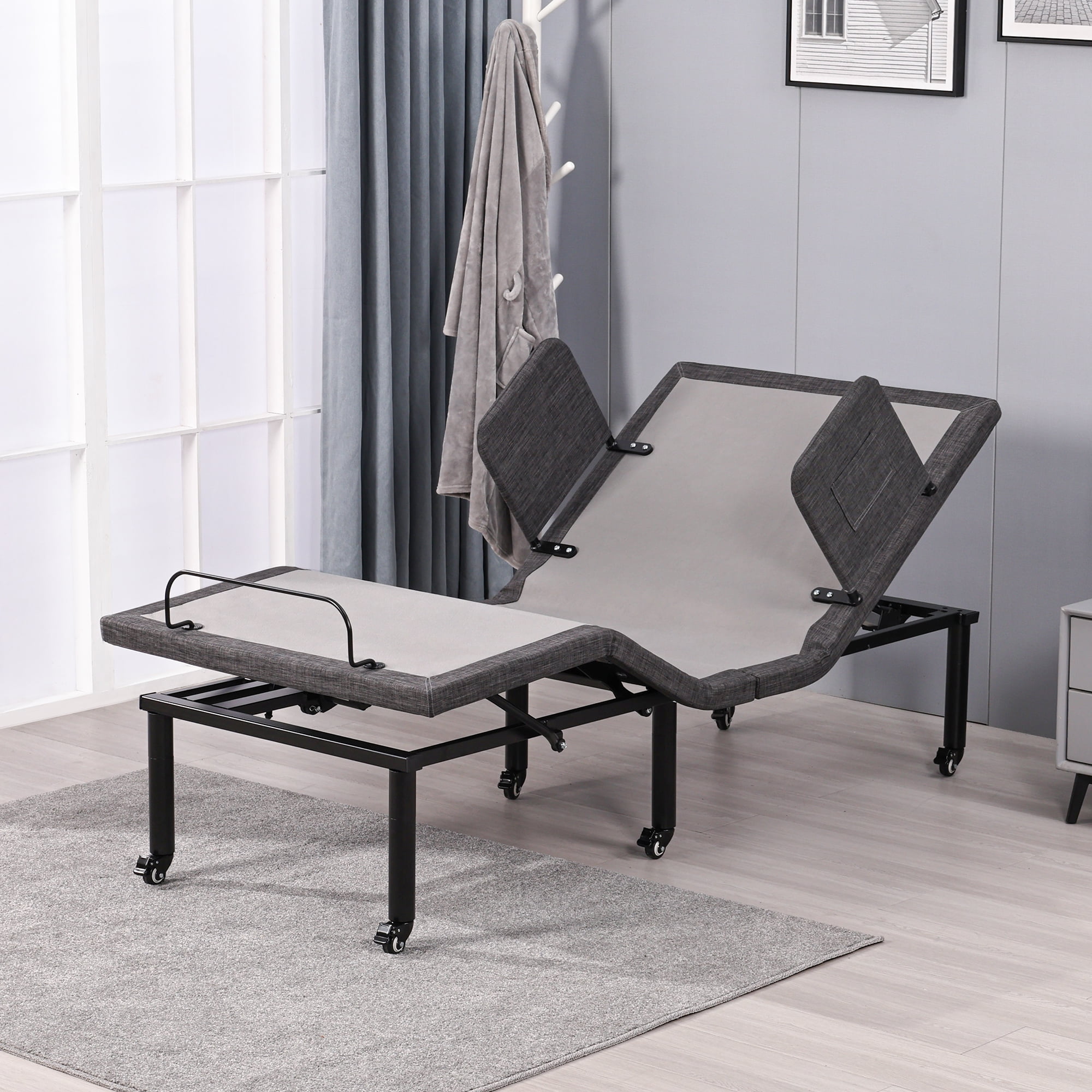 ESHINE Classic Metal Frame Electric Adjustable Folding Bed with Bed ...