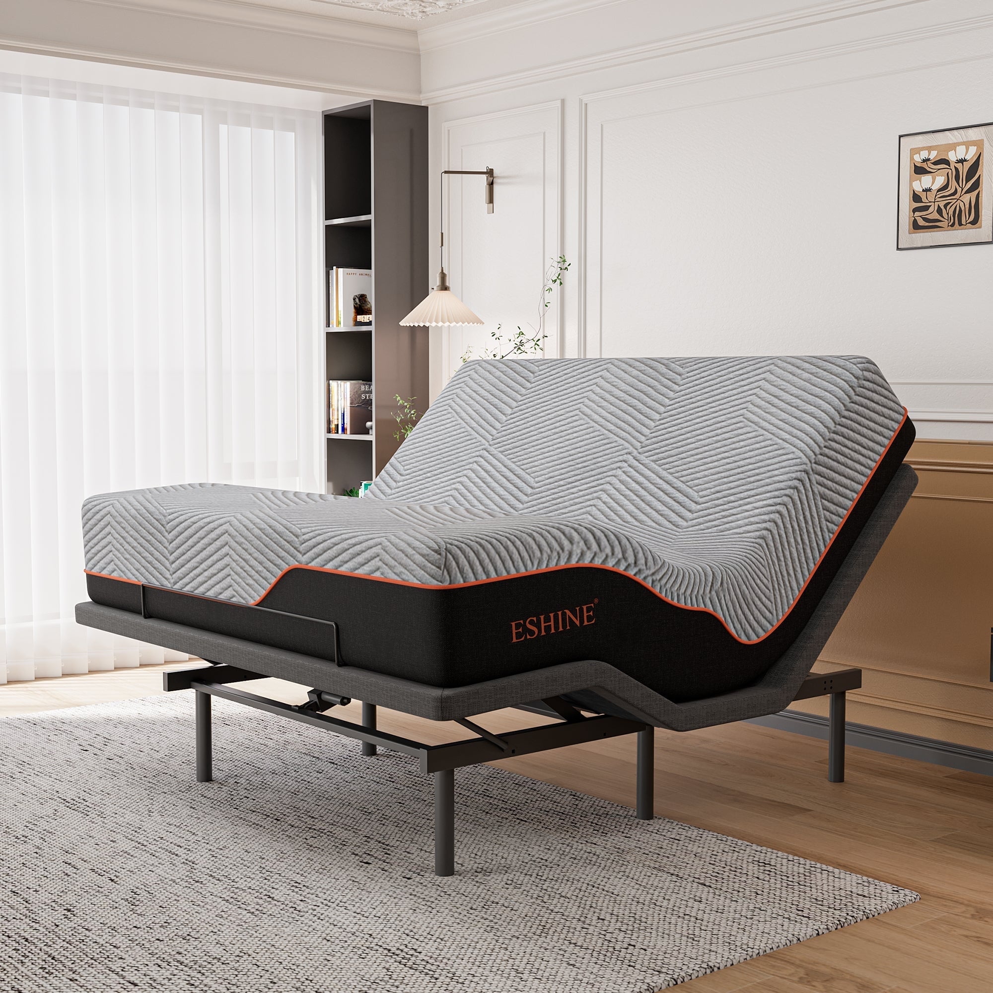 ESHINE King Adjustable Bed Frame-14 inch Memory Foam Mattress, with ...