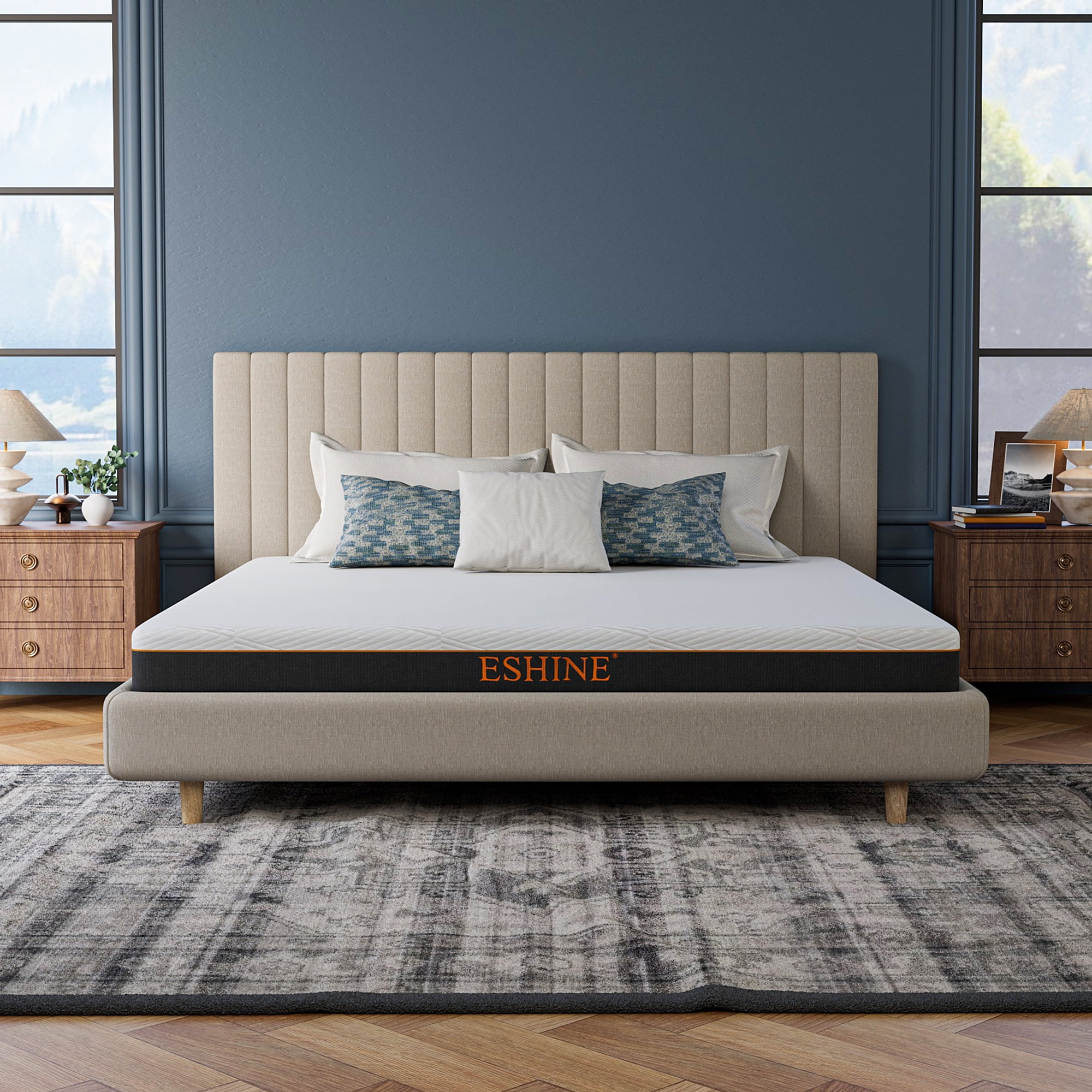 ESHINE Split King Adjustable Bed Frame-14 inch Memory Foam Mattress ...