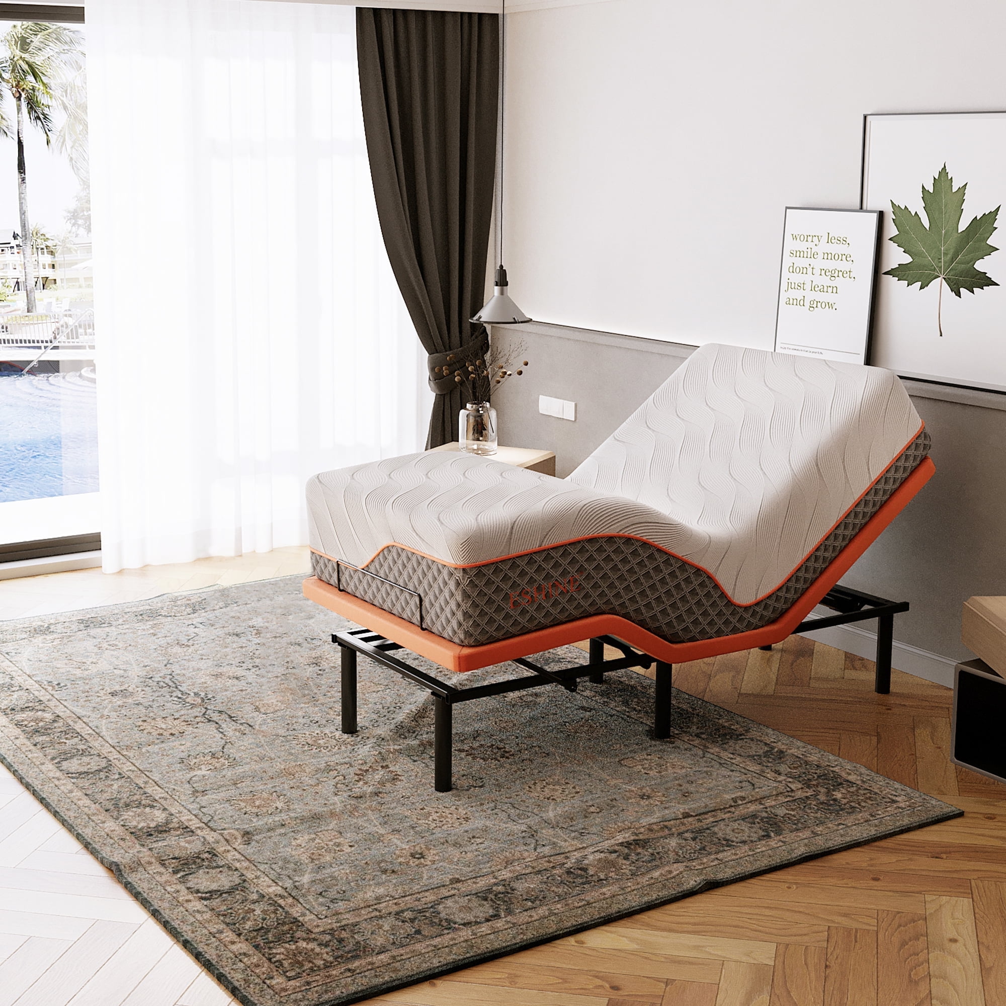 ESHINE Twin XL Bed Frame with 14 inch Memory Foam Mattress, Massage ...