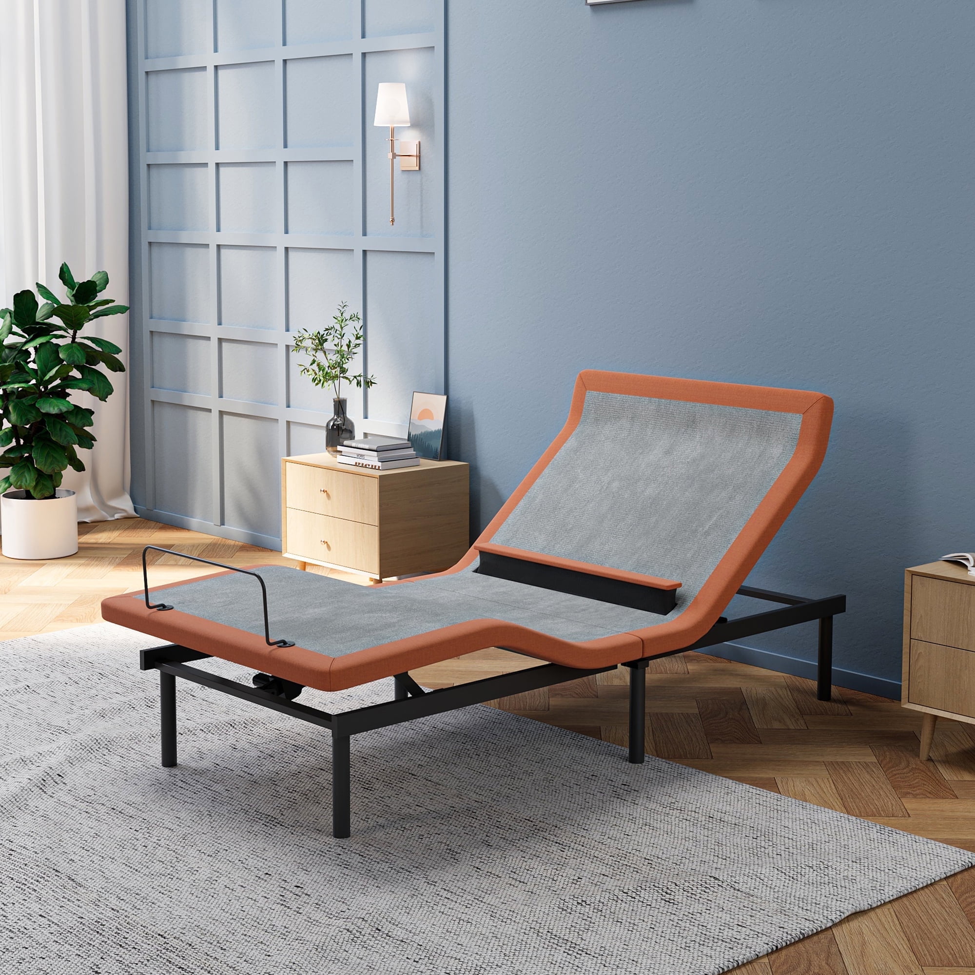 ESHINE Twin XL Adjustable Bed Frame with Lumbar Support, Head-Pillow ...