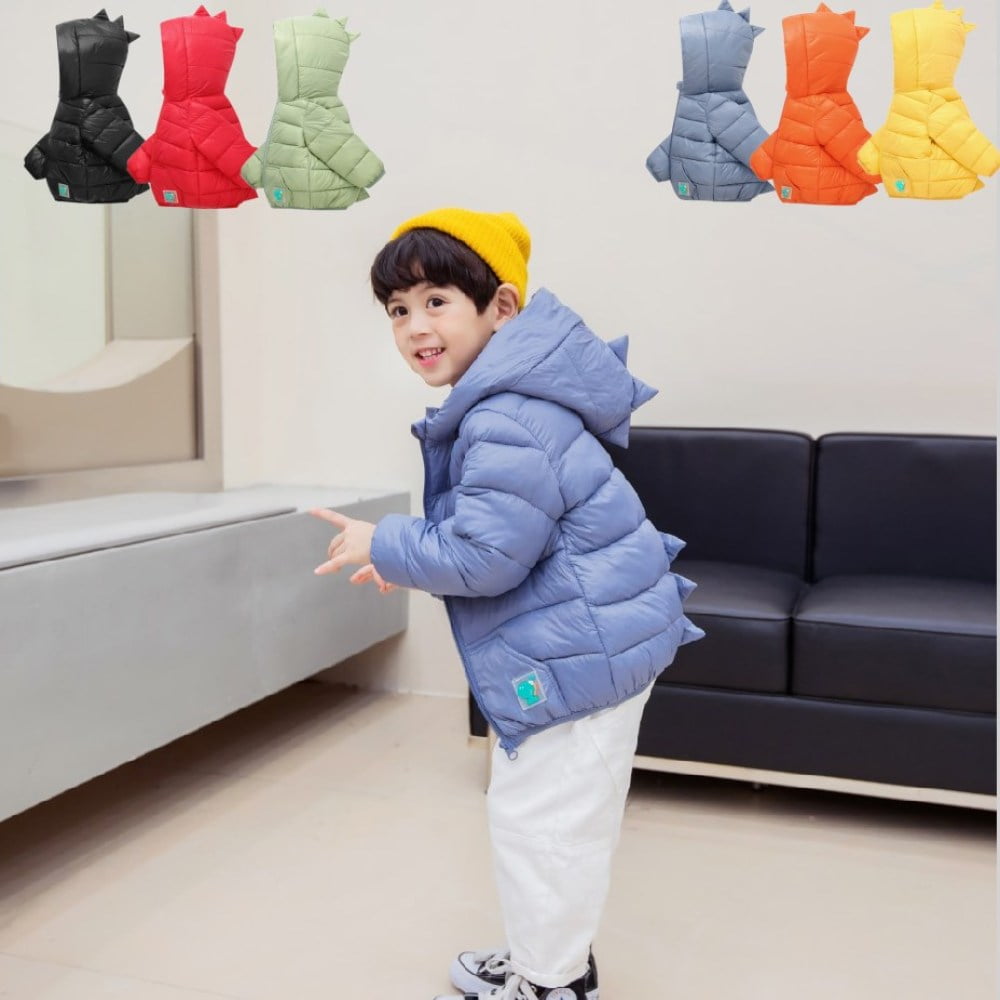 ESHOO Toddler Boys Girls Winter Warm Dinosaur Hooded Down Coats Kids Zipper Puffer Jackets ...