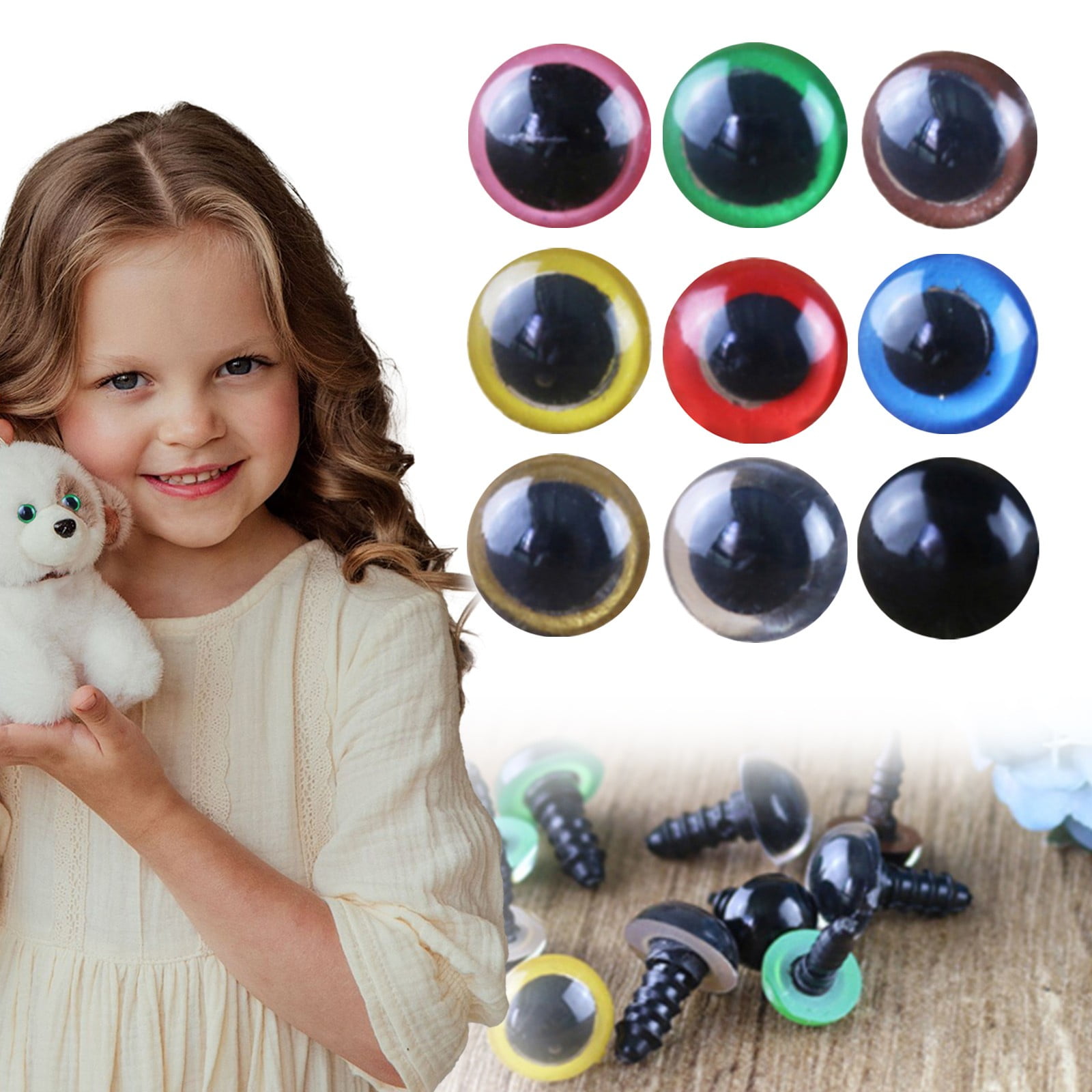 ESKNAS Safety Eyes and Safety Noses with Washers for Doll, Colorful ...