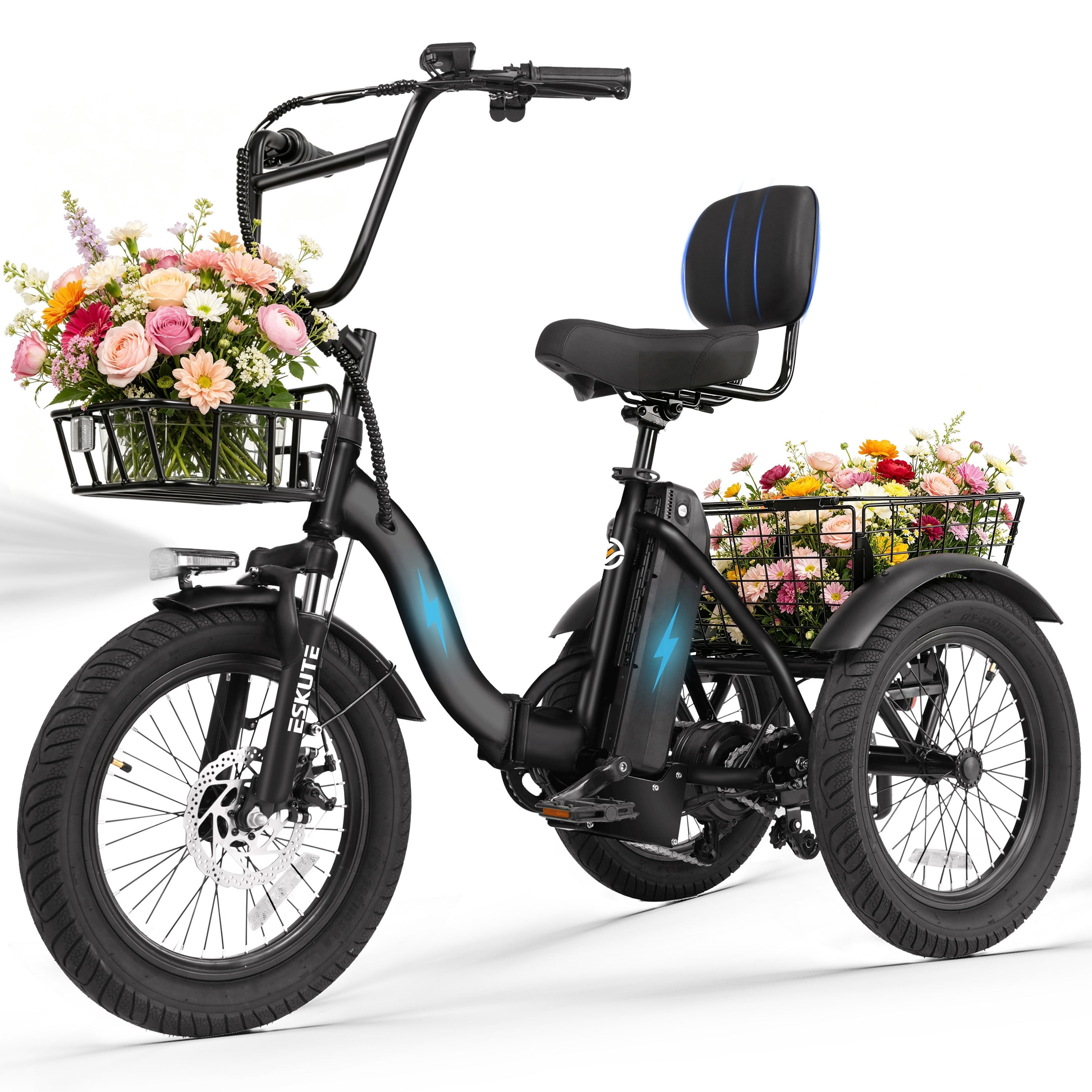 ESKUTE Adult Electric Tricycle, Folding Step-Thru E-Trike with ...