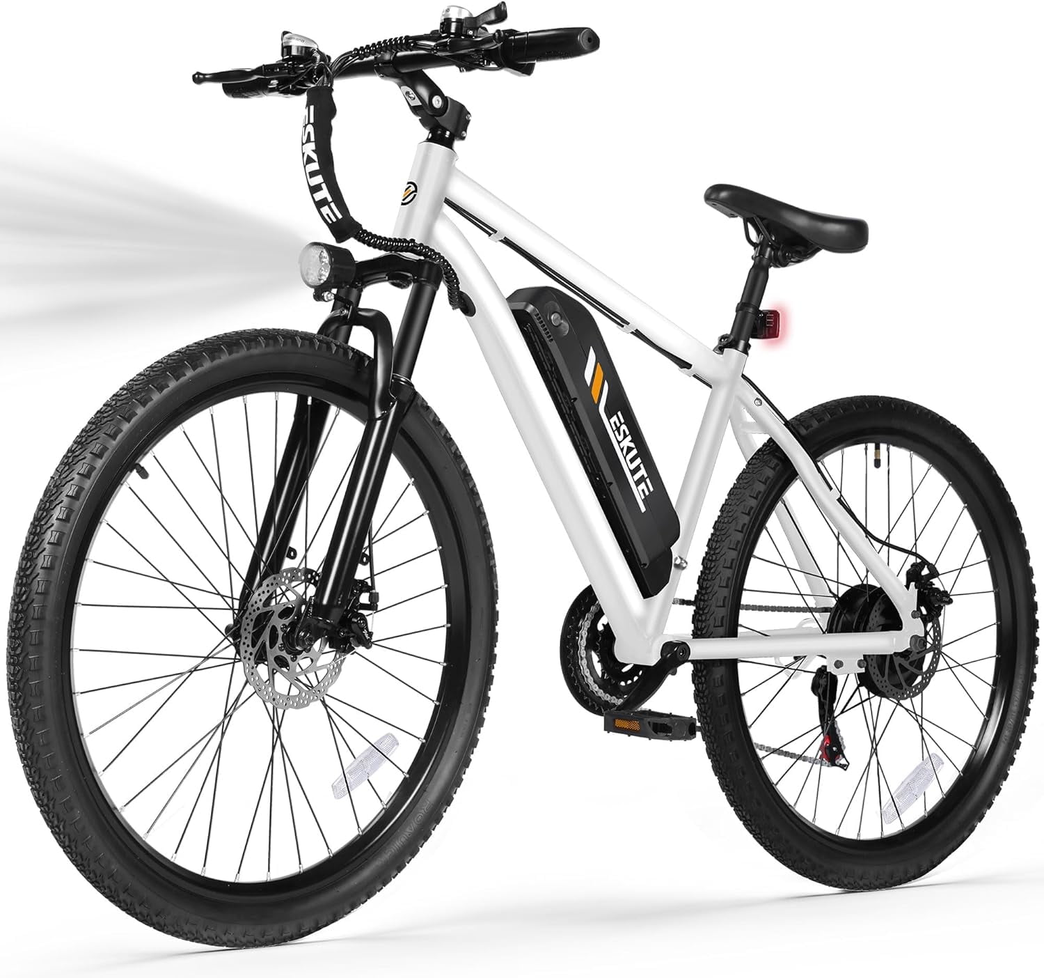 ESKUTE White Electric Bike for Adults – 27.5" Mountain E-Bike, 21-Speed ...