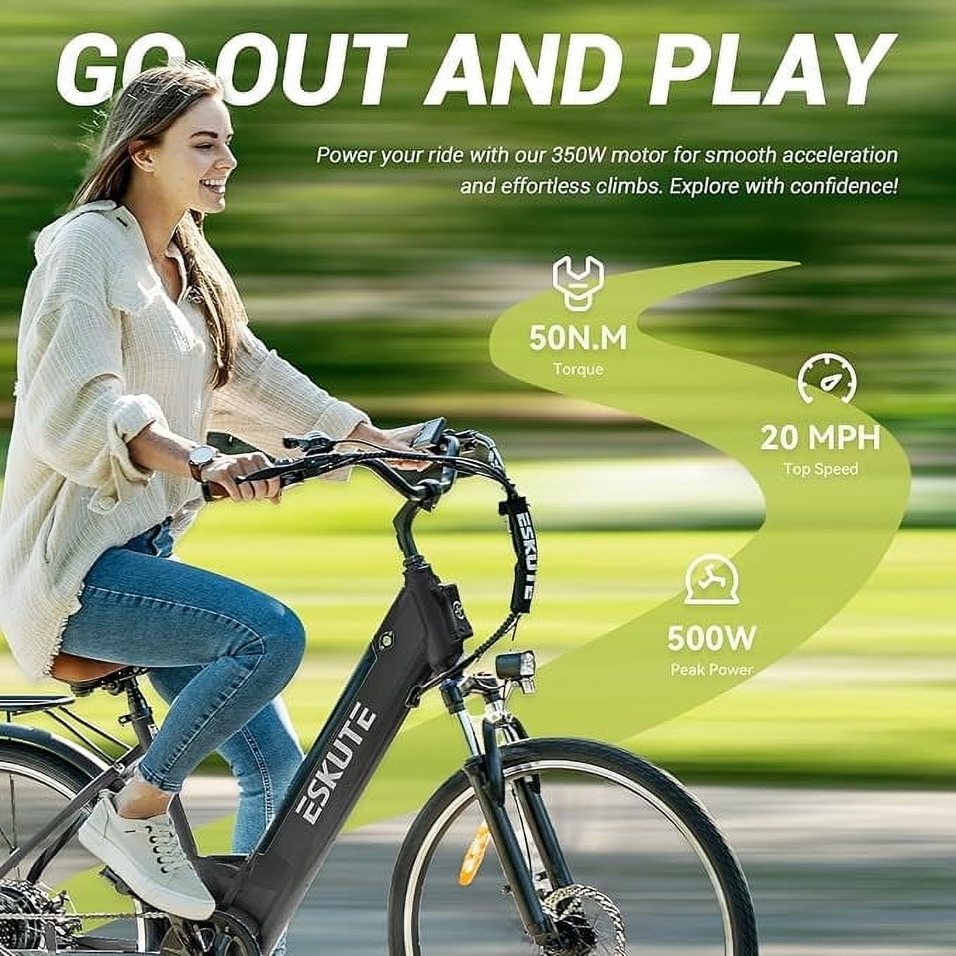 ESKUTE C100 Electric Bike, 350W Brushless Motor, 36V 10.4Ah Wh ...