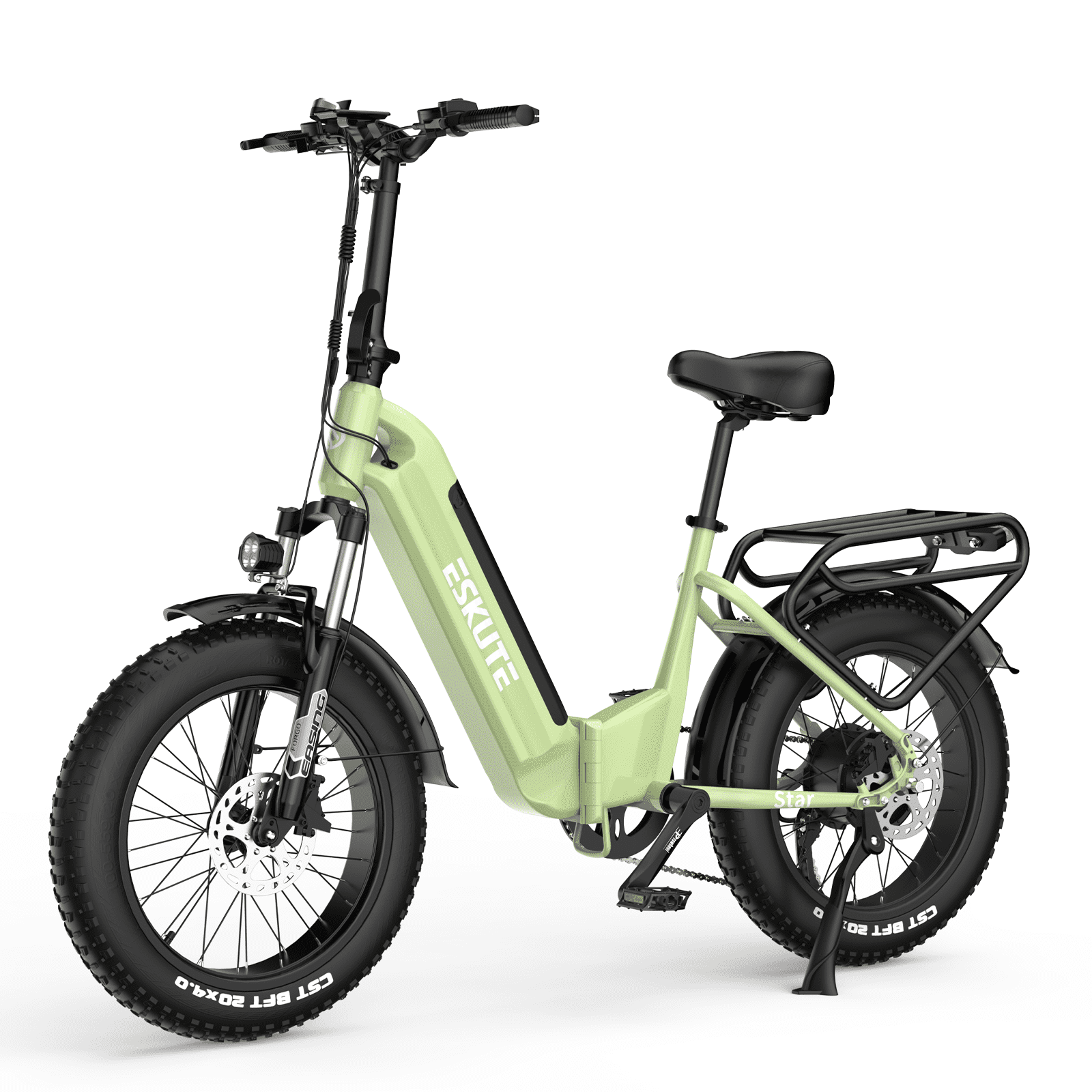 ESKUTE Star Foldable Electric Bike, 20" x 4.0" Fat Tires, 48V 500W ...