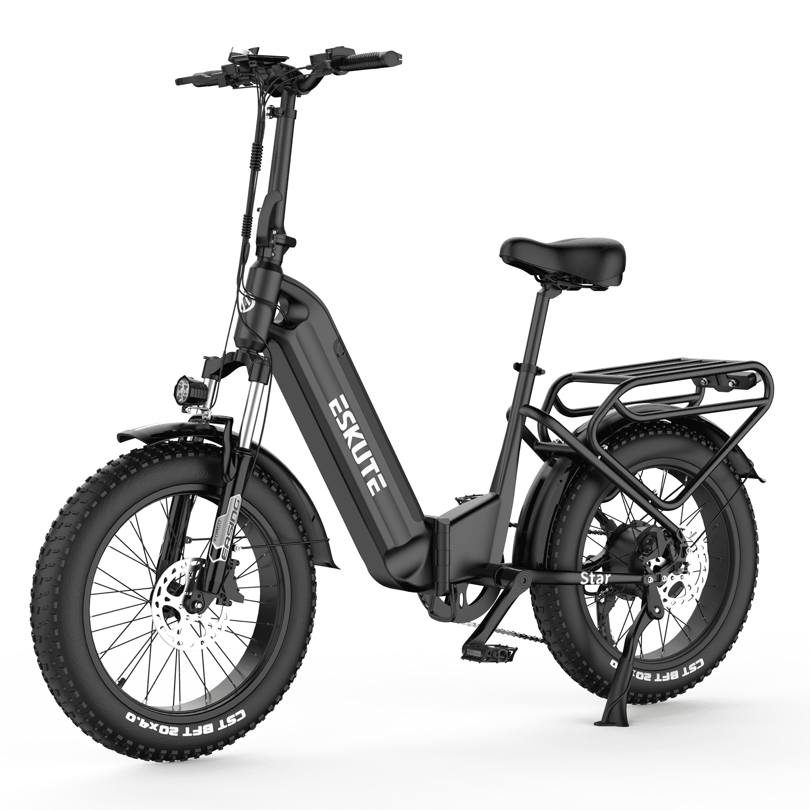 ESKUTE Star Foldable Electric Bike, 20" x 4.0" Fat Tires, 48V 500W ...