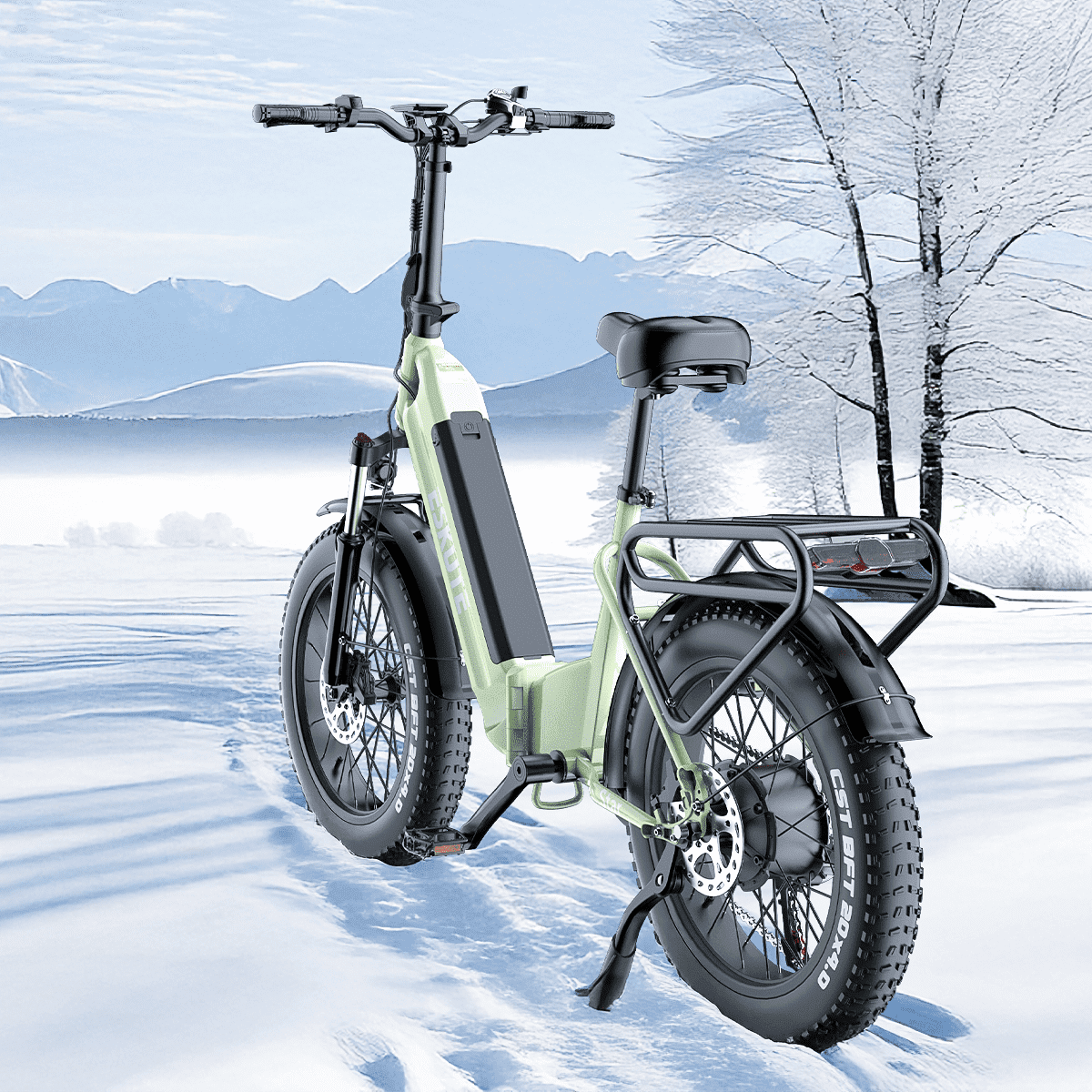 ESKUTE Star Foldable Electric Bike, 20" x 4.0" Fat Tires, 48V 500W ...