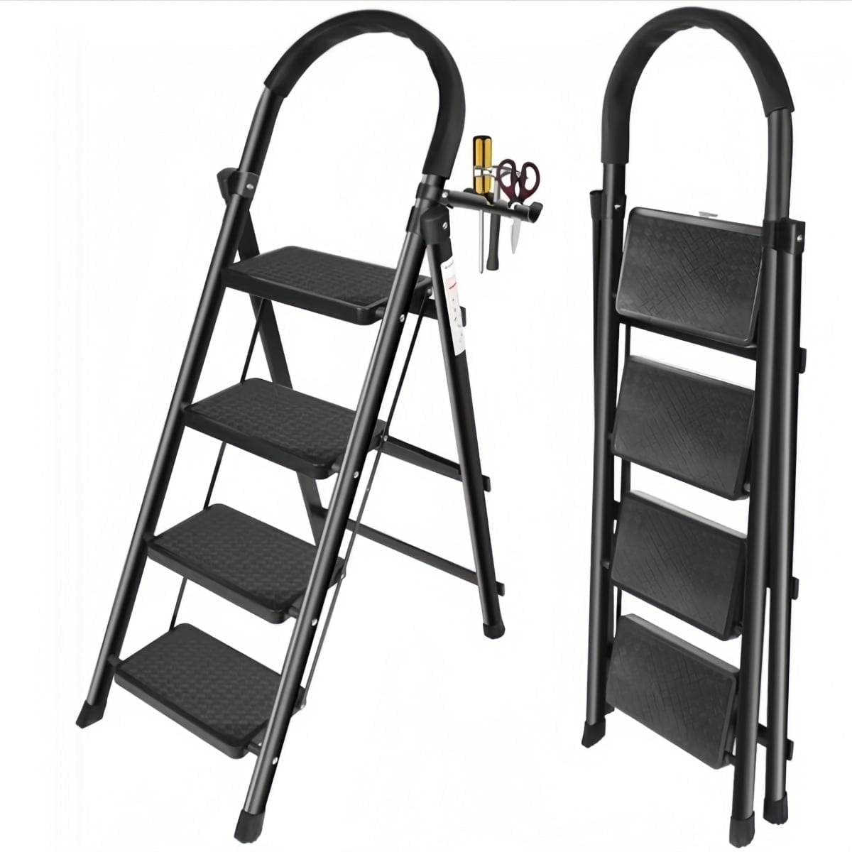 ESLIFE 4-Step Folding Ladder, Anti-Slip, Portable, Multi-Use for Home ...