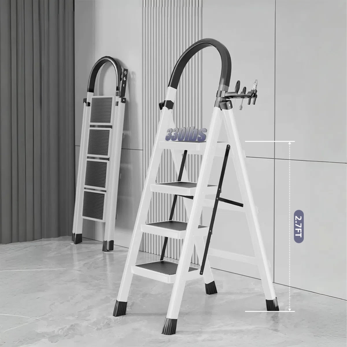 ESLIFE 4-Step Folding Ladder, Anti-Slip, Portable, Multi-Use for Home ...