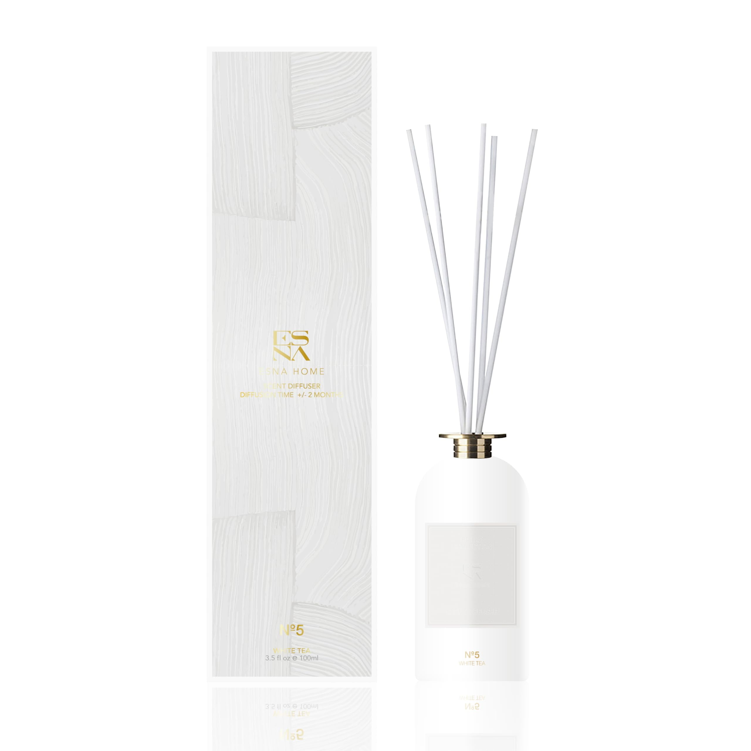 ESNA HOME Luxury Scented Oil Reed Diffuser White Tea | 3.5 Fl Oz 100ml ...