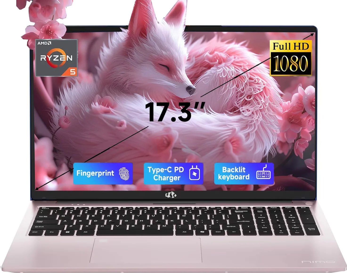 ESOOR 17.3" FHD IPS Gaming Laptop - AMD Ryzen 5 6600H (6-Core) Computer ...