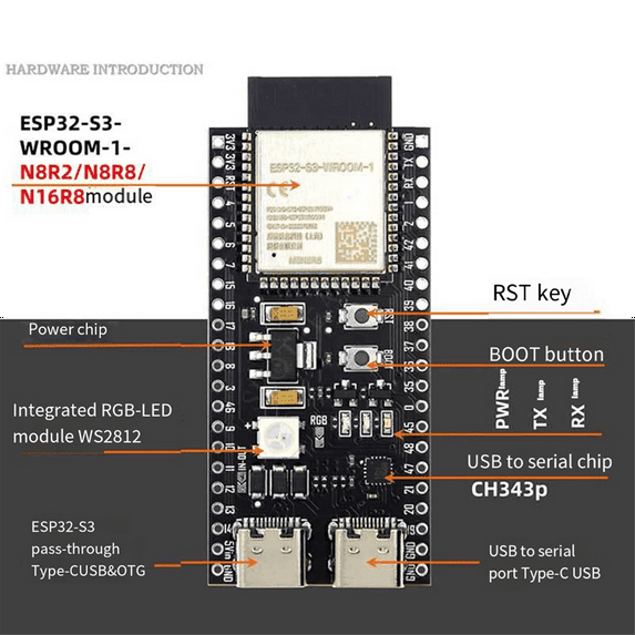 ESP32-S3 Development Board Kit 2.4G Wifi BT Module ESP32-S3-N16R8 ...