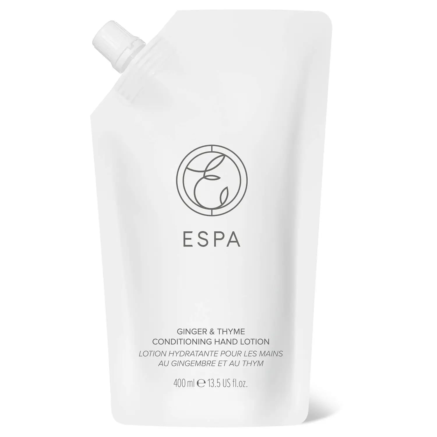 ESPA | Ginger and DHF10 Thyme Conditioning Hand Lotion | 400ml | Refill Pouch | Sustainable ...