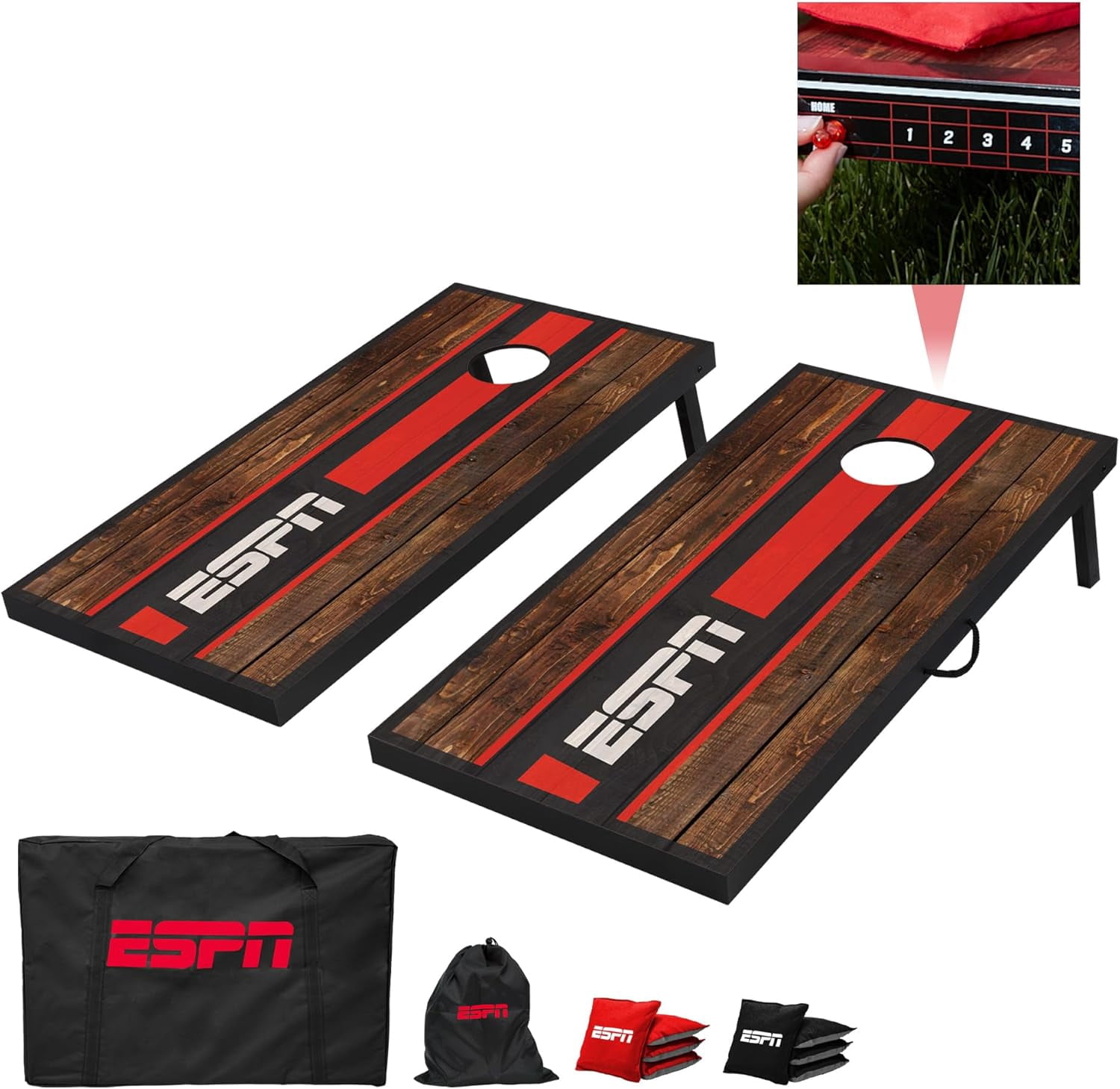 ESPN Cornhole Board Set, 2 x 4 Feet Wood Cornhole Boards with 8 ...