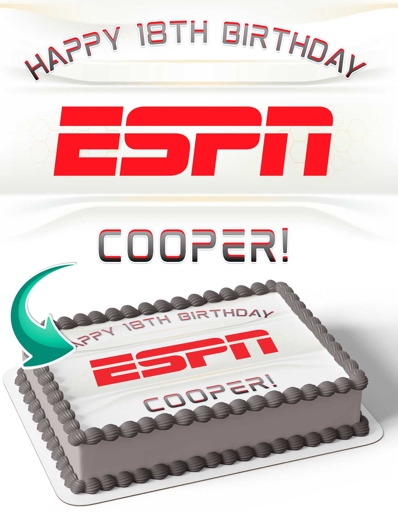 ESPN Edible Image Cake Topper Personalized Birthday Sheet Decal Banner ...