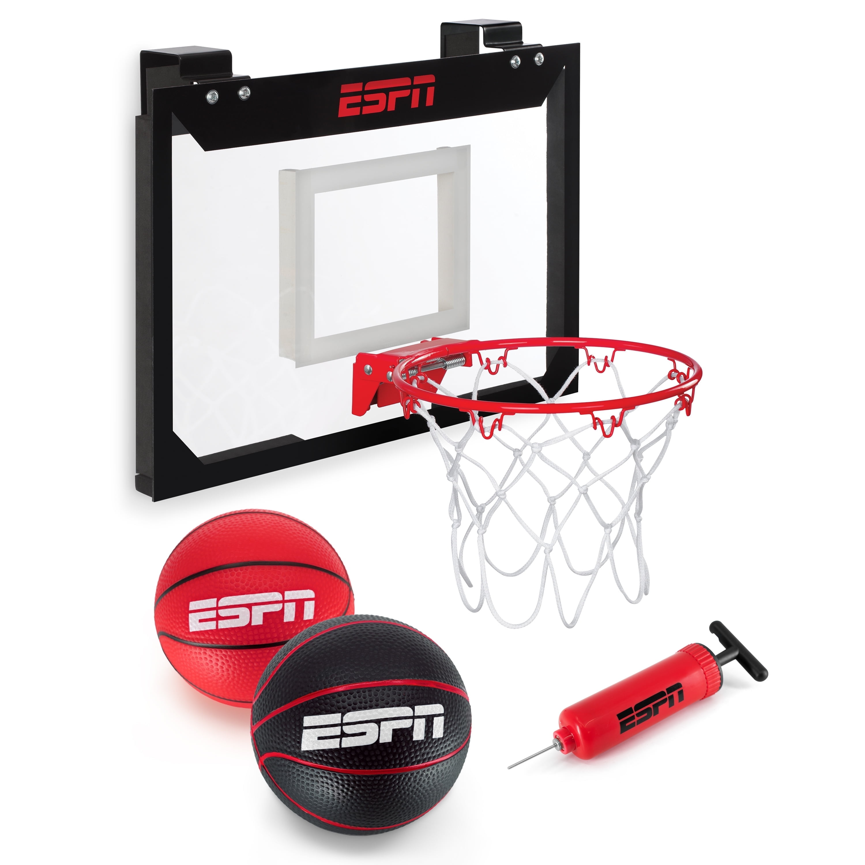 ESPN Mini Basketball Hoop, Over The Door Basketball Hoop Includes 2 Mini Basketballs and Pump ...